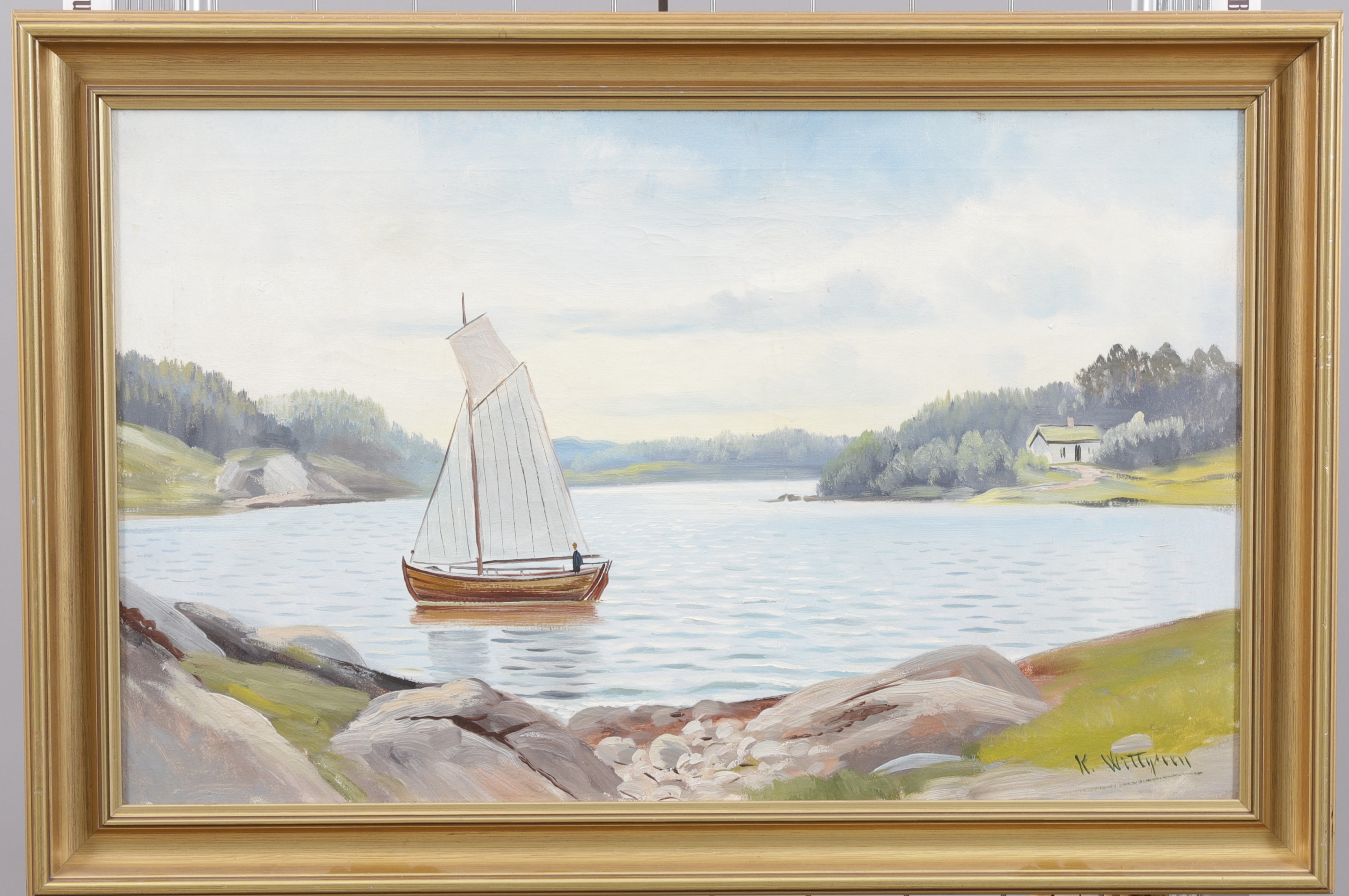 Images for 2462644. KARL WITTGREN. Sailboat in bay. Oil on canvas ...