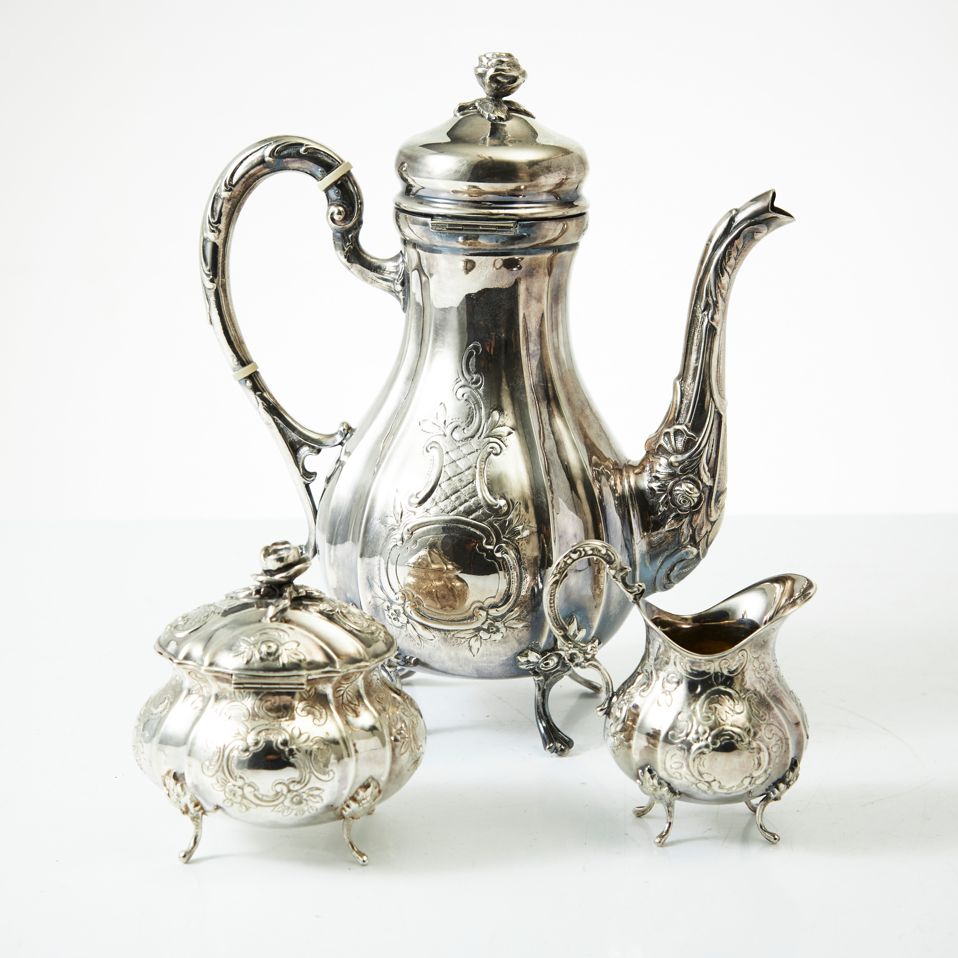 Images for 2465021. TEA SERVICE, 3 dlr, silver, Mema, 1977/1978, rococo ...