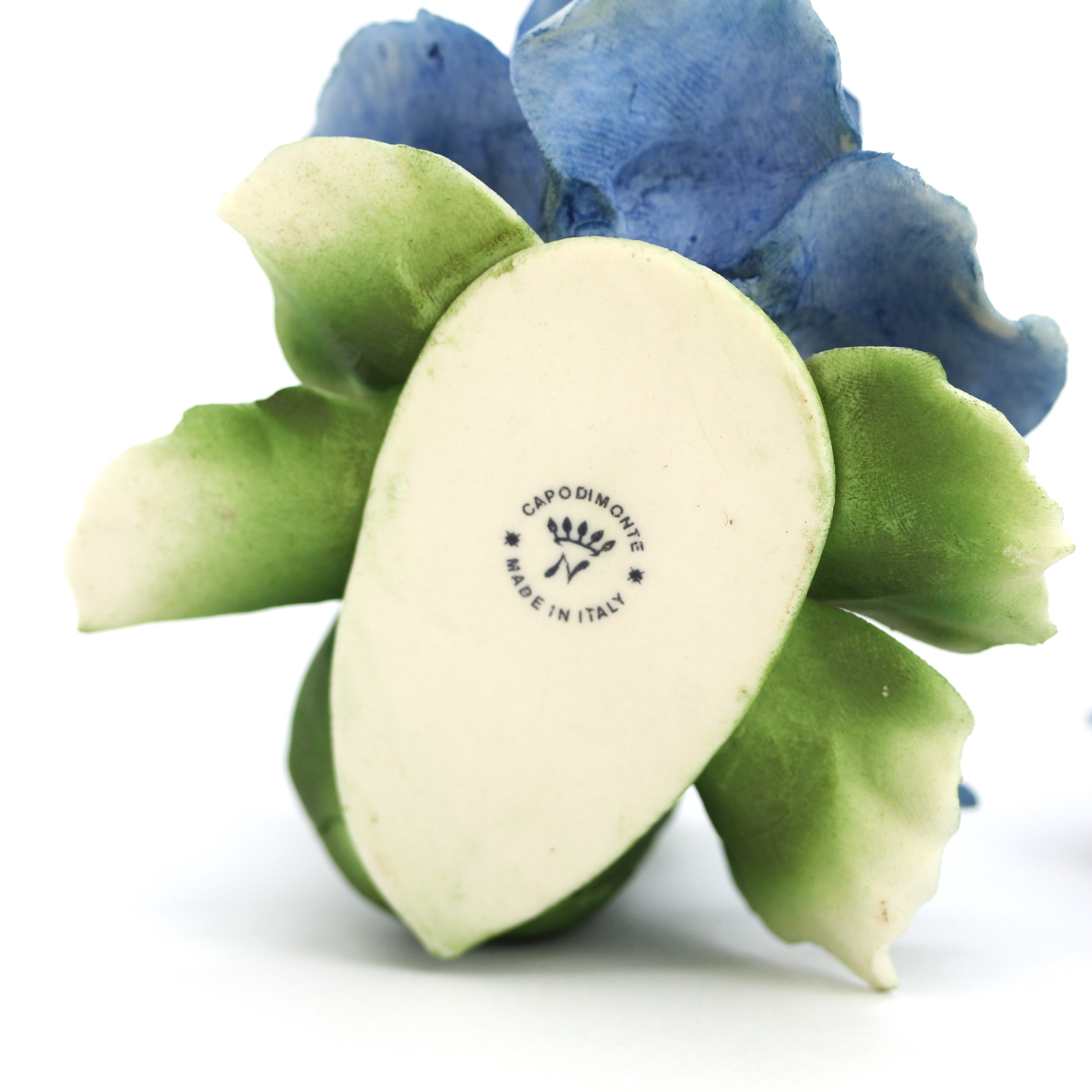 Images for 2474744. CAPODIMONTE BLUE ROSE CANDLESTICKS. - Auctionet