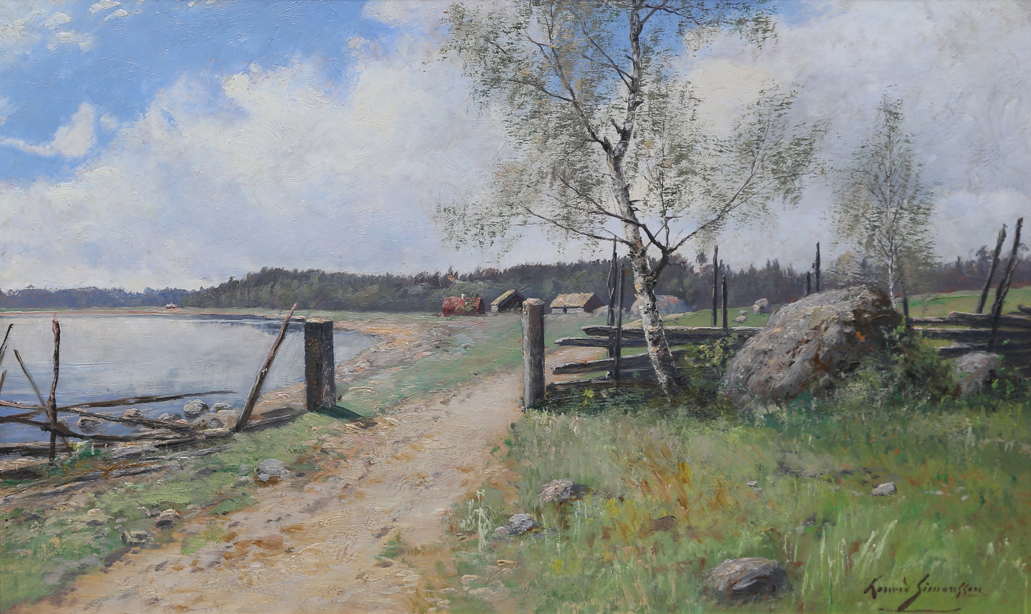 Images for 2475859. KONRAD SIMONSSON. Landscape with lake, house and ...