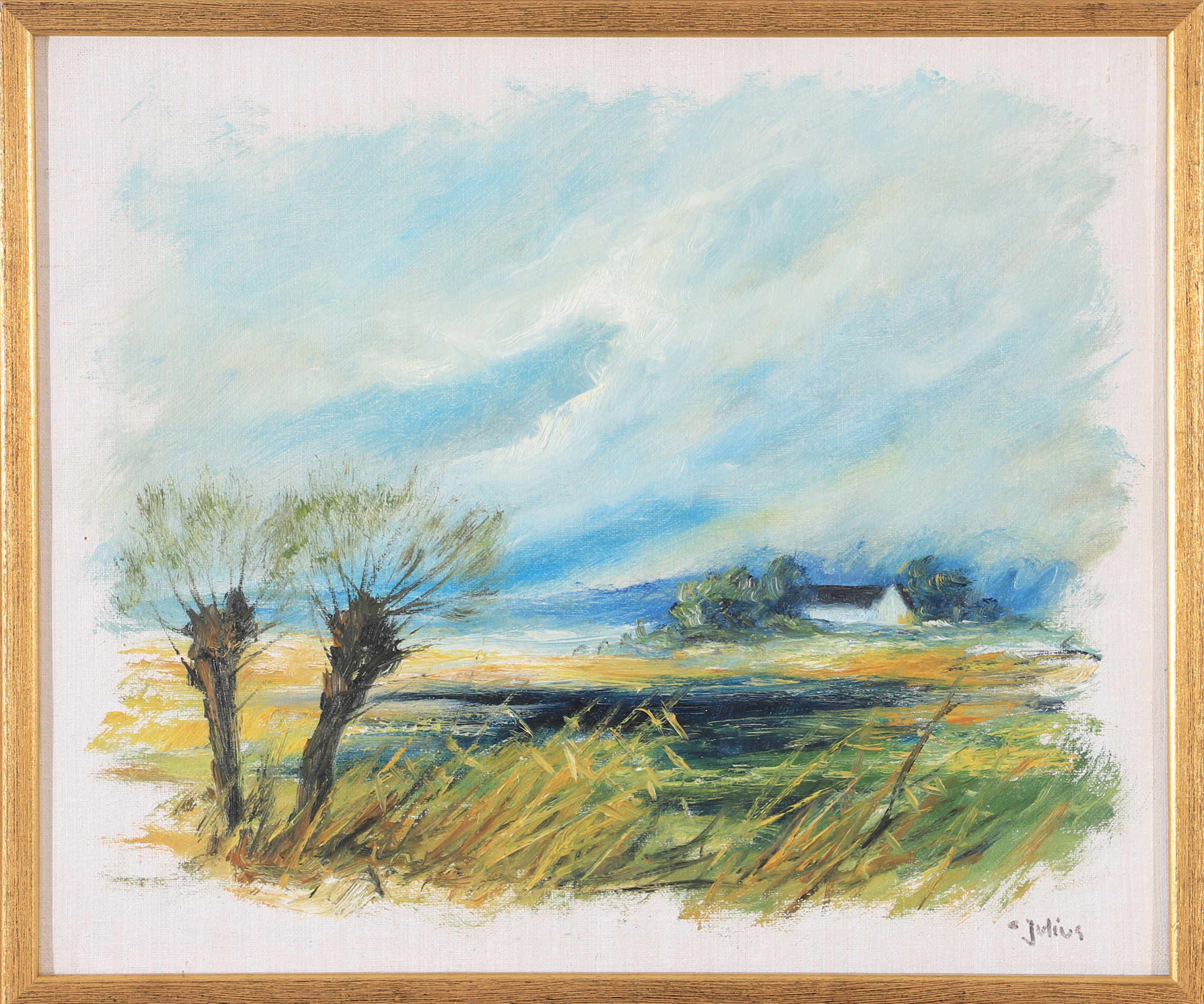 CARL JULIUS. "Skånelandskap", olja på duk, signerad C. Julius. Konst ...