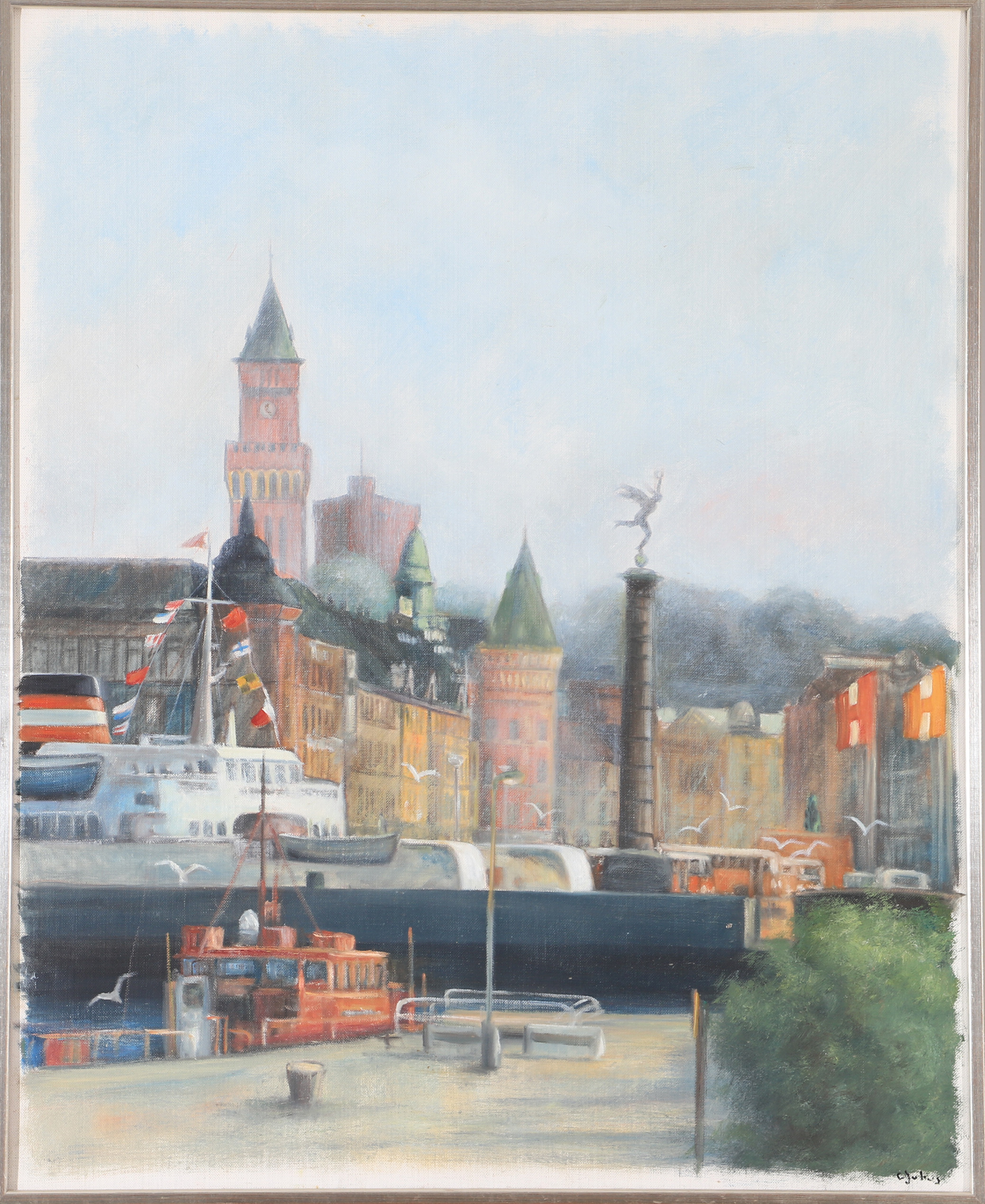 CARL JULIUS. "Helsingborg", olja på duk, signerad C. Julius. Konst ...