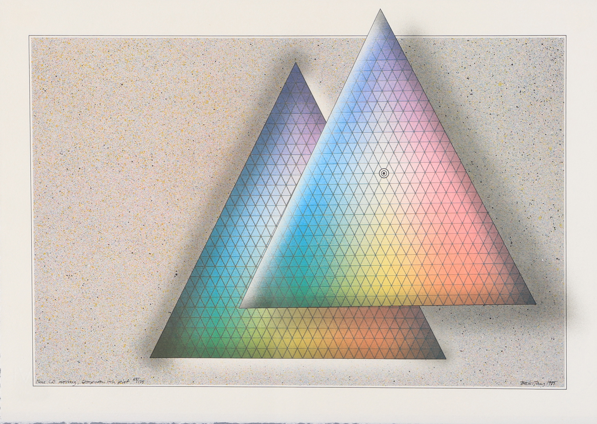 BECK & JUNG. Komposition med trianglar, computer ink plot, signerad ...