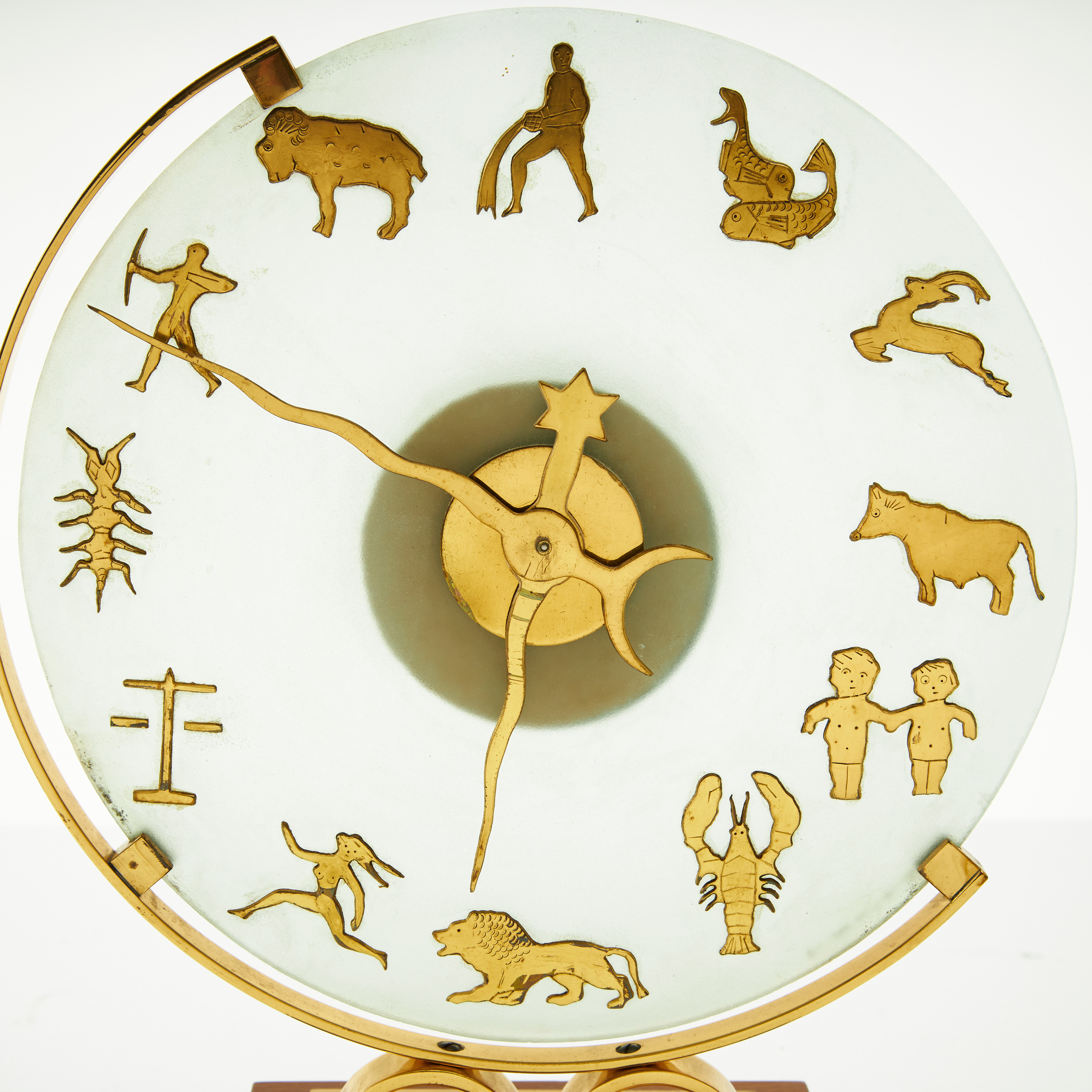 Bilder för 2483142. BORDSUR, mässing, urtavla i frostat glas med dekor ...