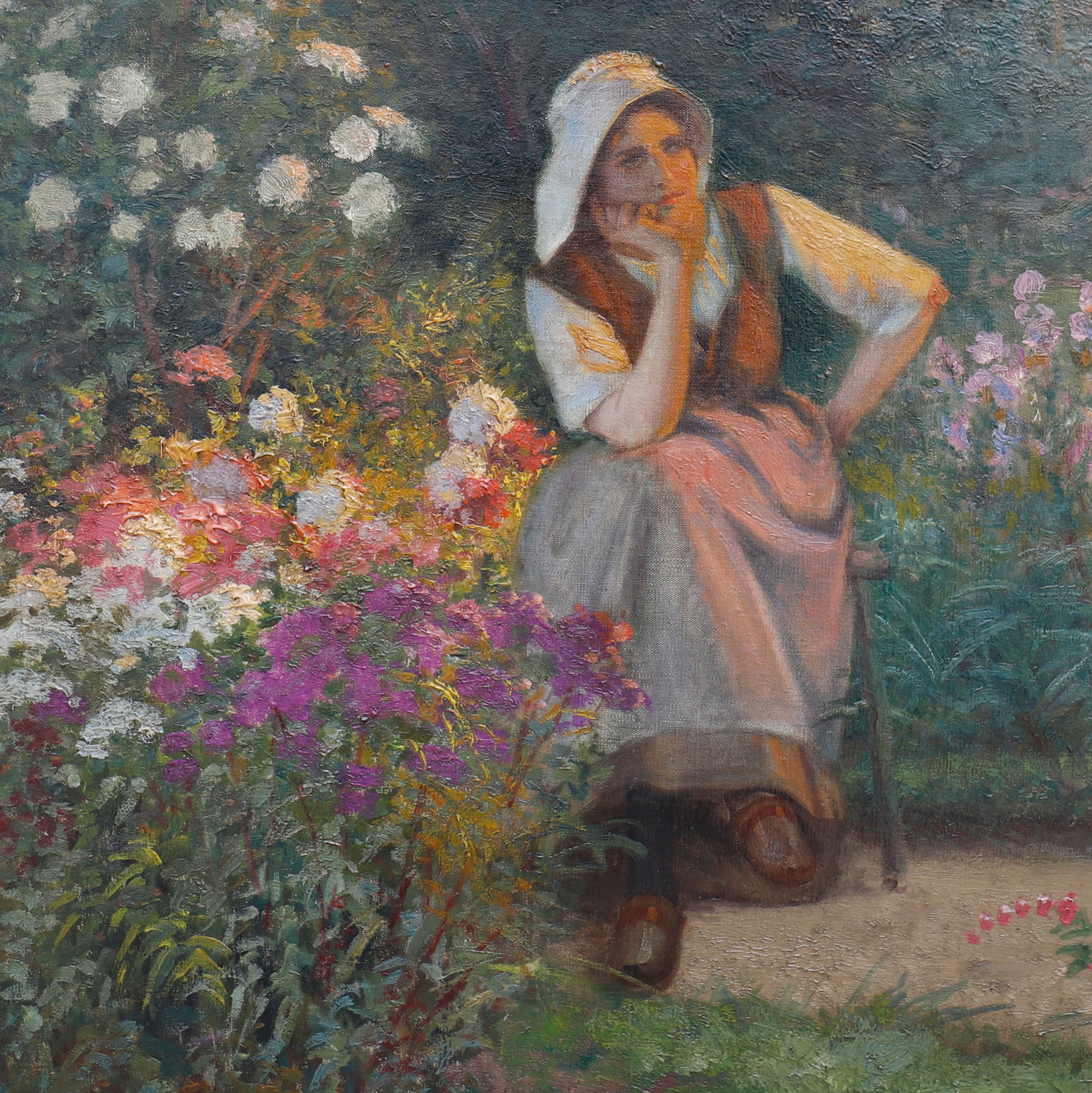 Images for 2492592. JEAN BEAUDUIN (1851-1916), woman in blooming park ...