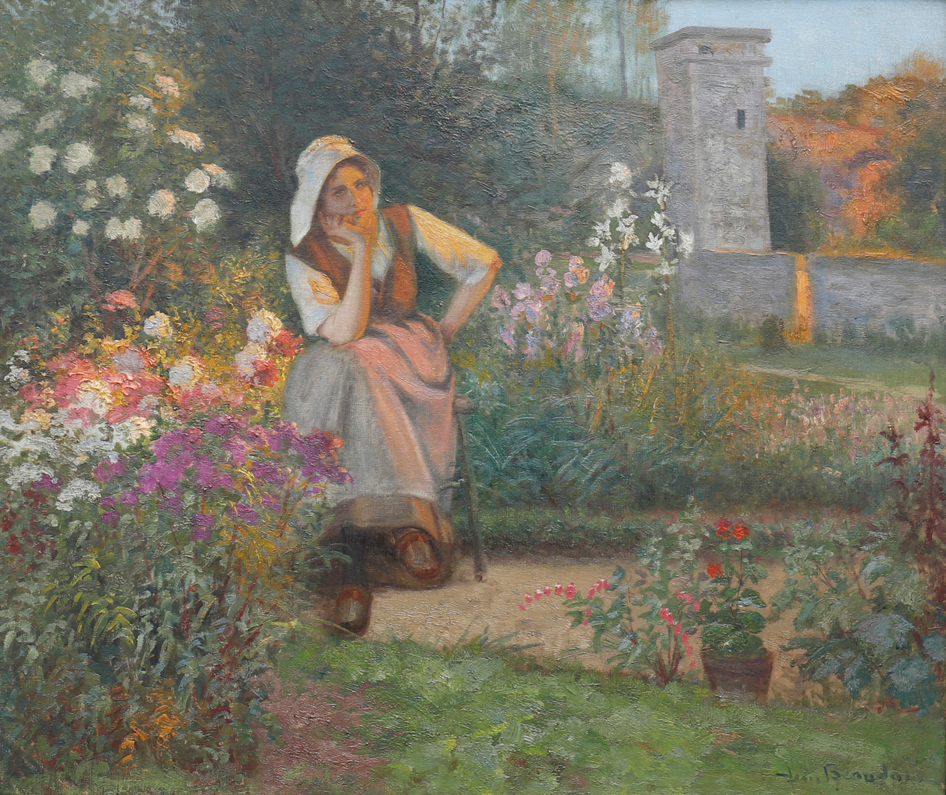 Images for 2492592. JEAN BEAUDUIN (1851-1916), woman in blooming park ...