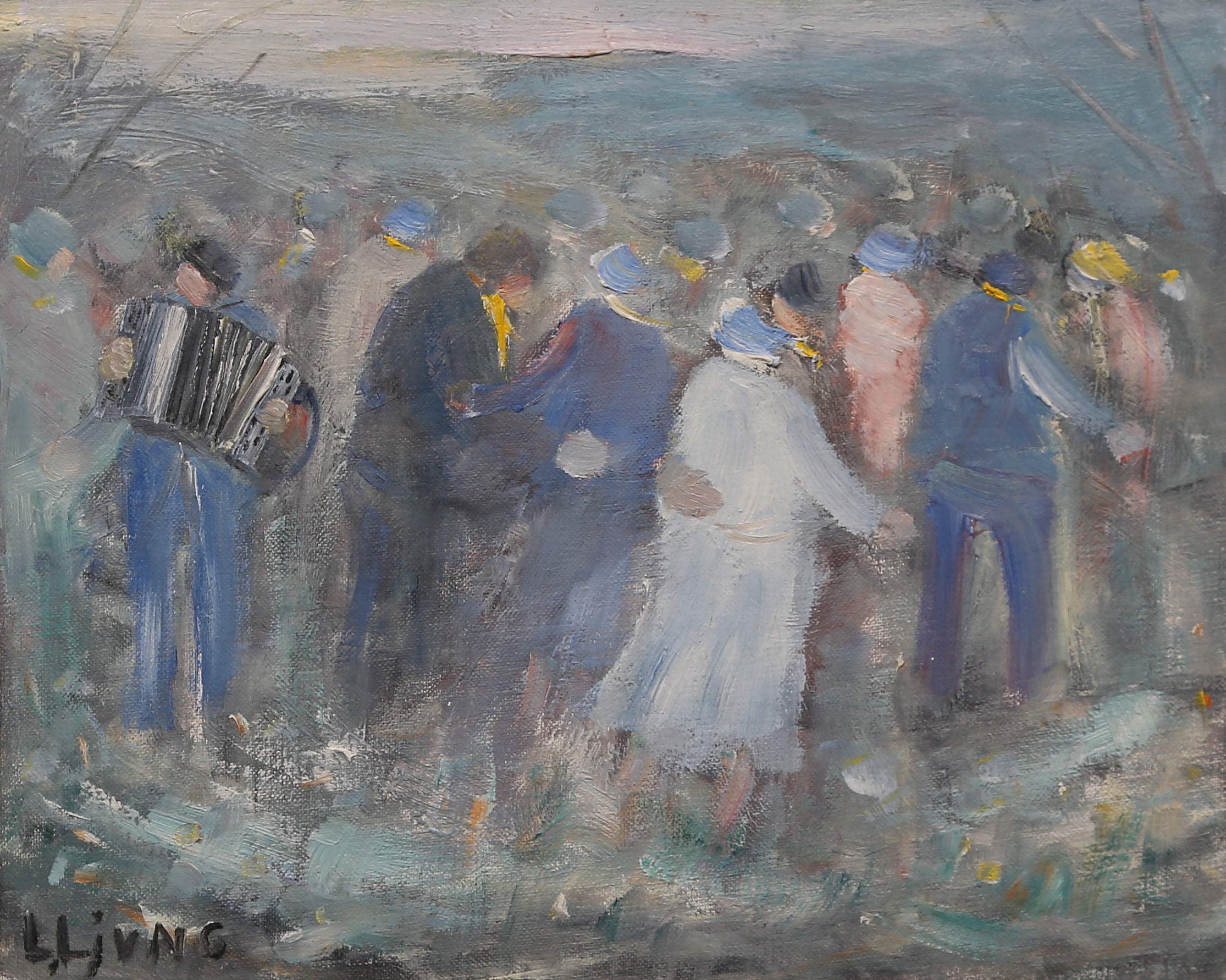 Bilder för 2500202. LENNART LJUNG. Dansloge. Olja på duk uppklistrad på ...