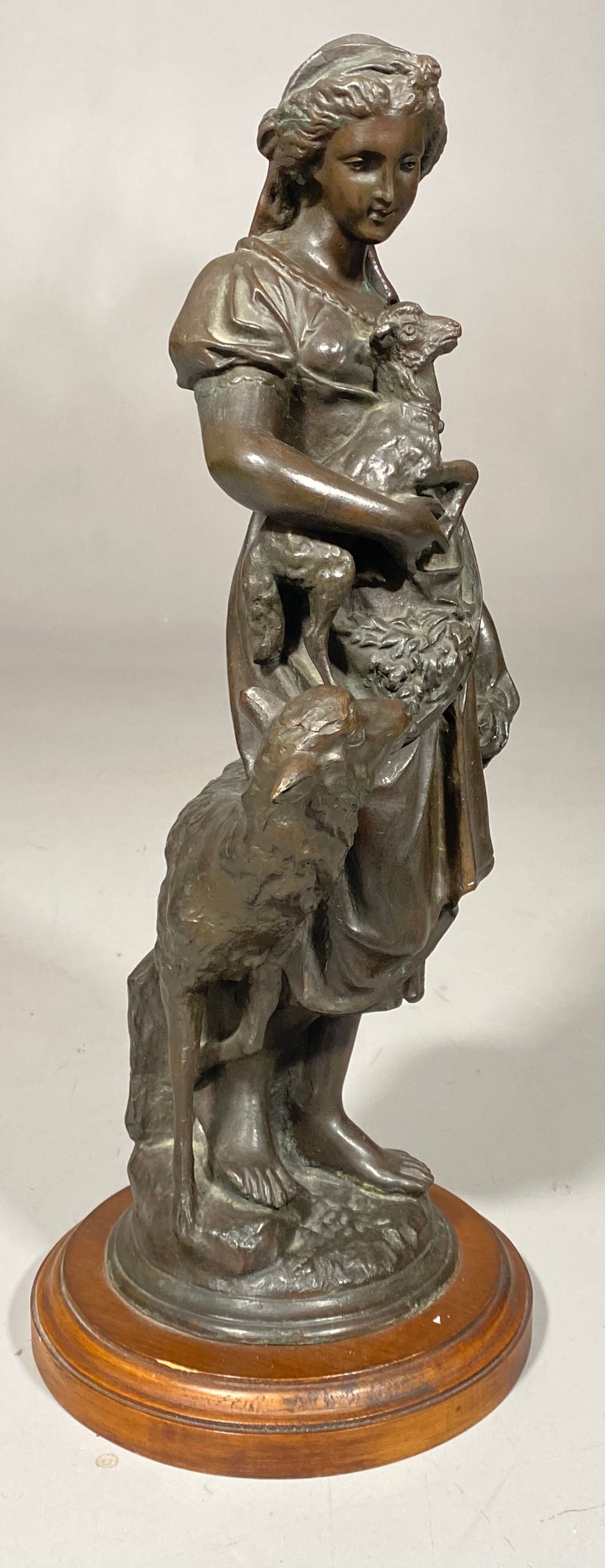 Images for 2500432. SCULPTURE OF A PEASANT WOMAN WITH SHEEP. PATINATED ...