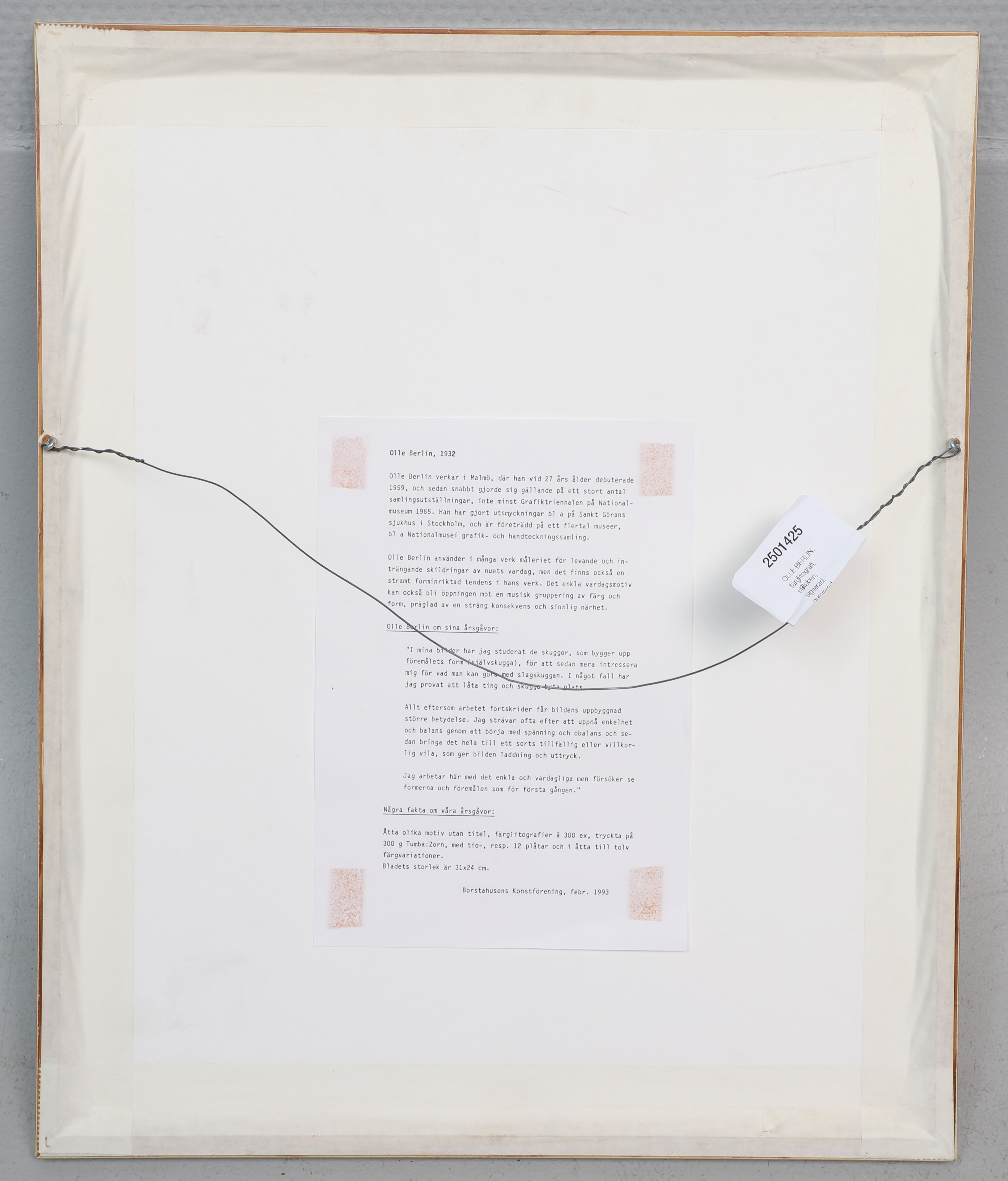 Images for 2501425. OLLE BERLIN. color lithograph, still life, signed ...