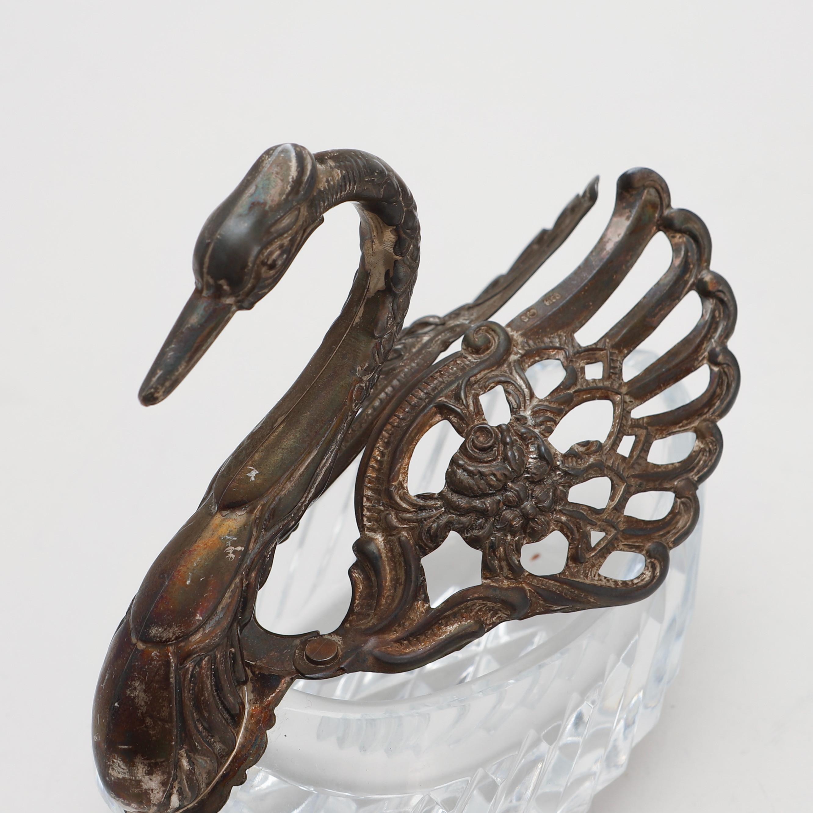 Images for 2503274. BOWLS in the form of swans, three, glass and silver ...