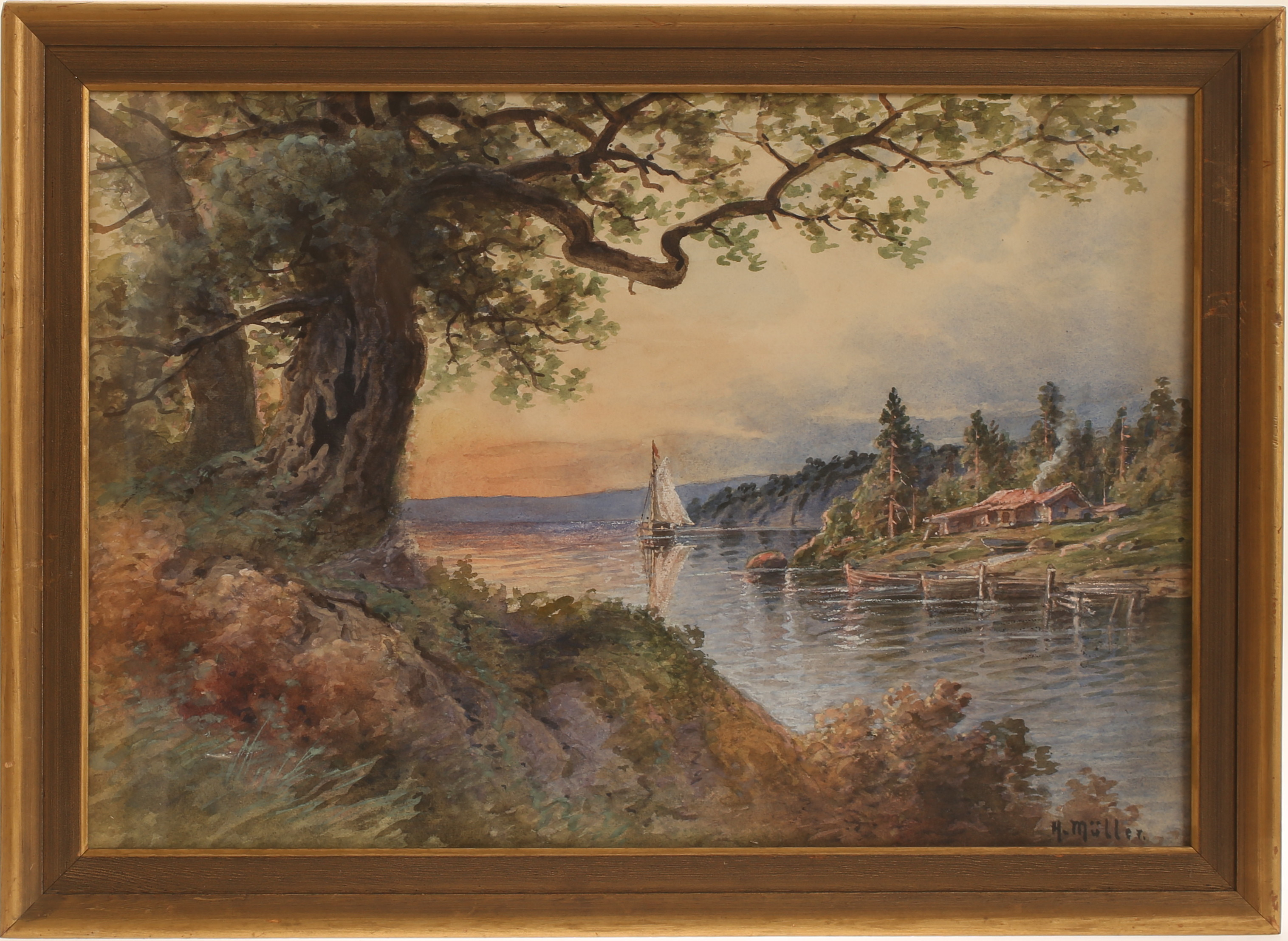 HERMAN MÜLLER. Akvarell, signerad. Konst - Måleri - Auctionet