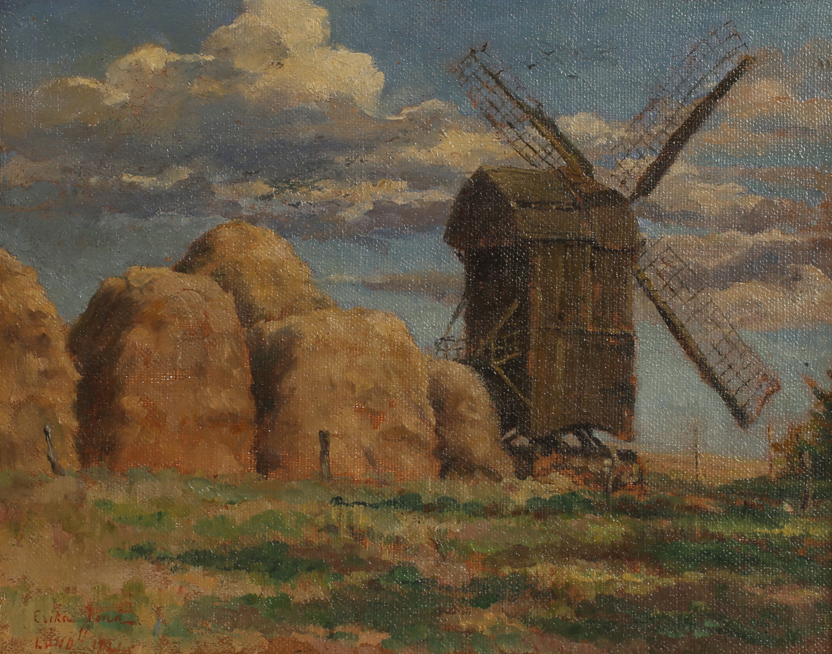 Bilder för 2512450. ERIKA JONN. Olja på duk, "Gammal väderkvarn vid ...