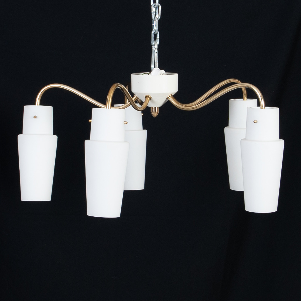 Images for 2517685. CEILING/CEILING, brass, 5 candle arms with opal ...