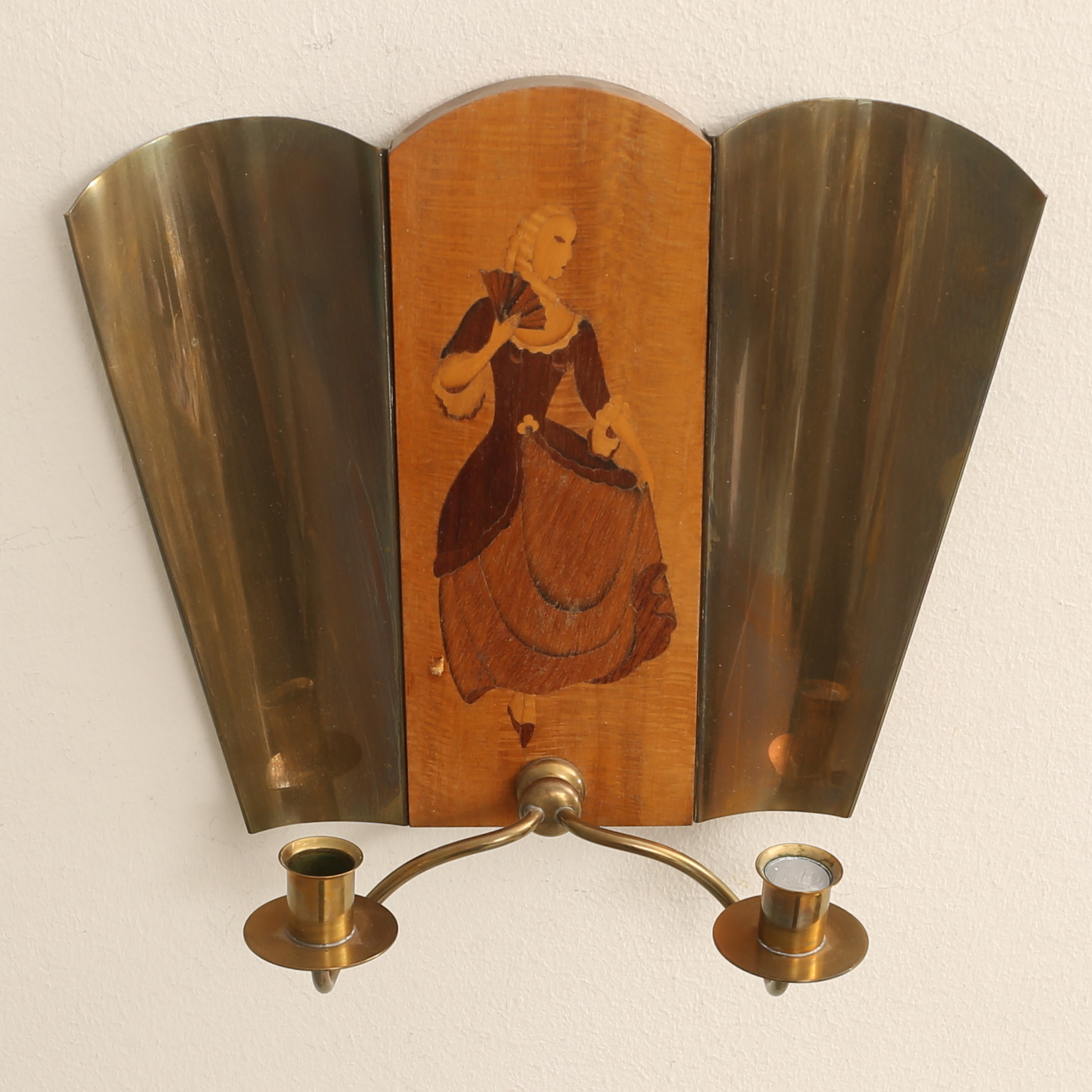 Images for 2522627. WALL CANDLE STACK, wood and brass, Mjölby intarsia ...