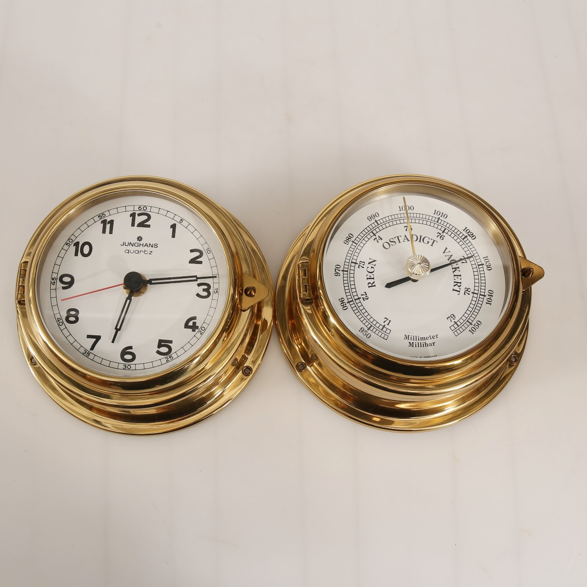 Images for 2538653. CLOCK AND BAROMETER, yellow metal. Late 20th ...
