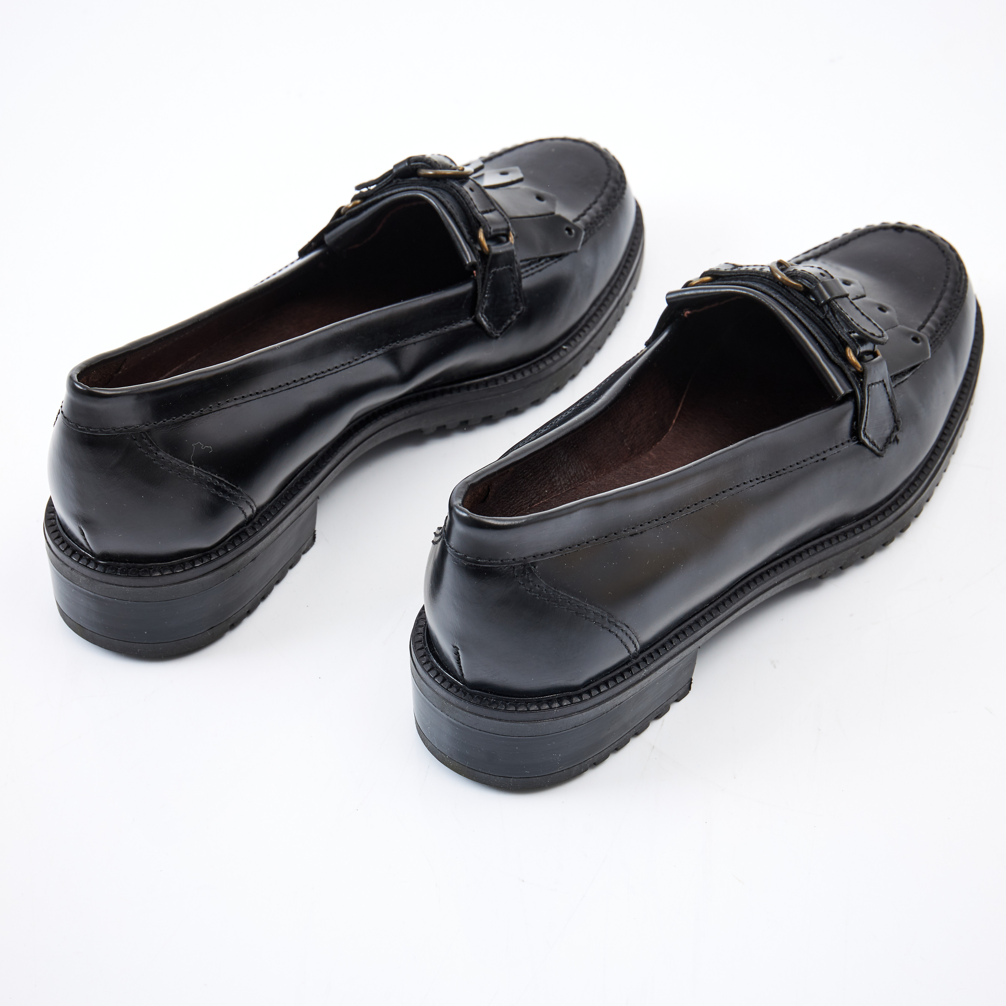 ETTORE ADRIANO, promenadskor, svart läder, svart slejf. Vintagekläder ...