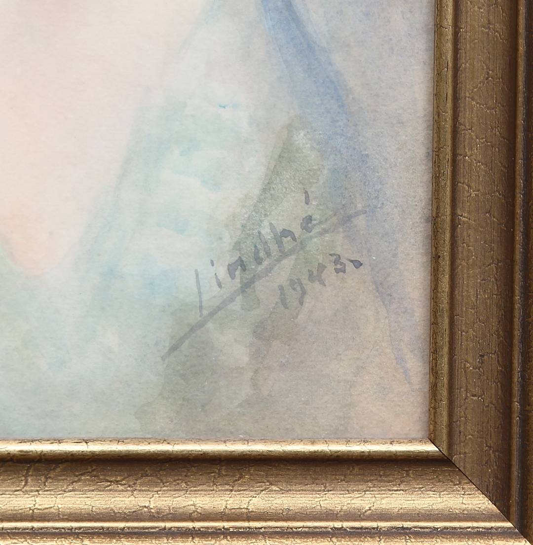 Images for 255331. NILS LINDHÈ. Watercolor. Signed and dated 1943 ...