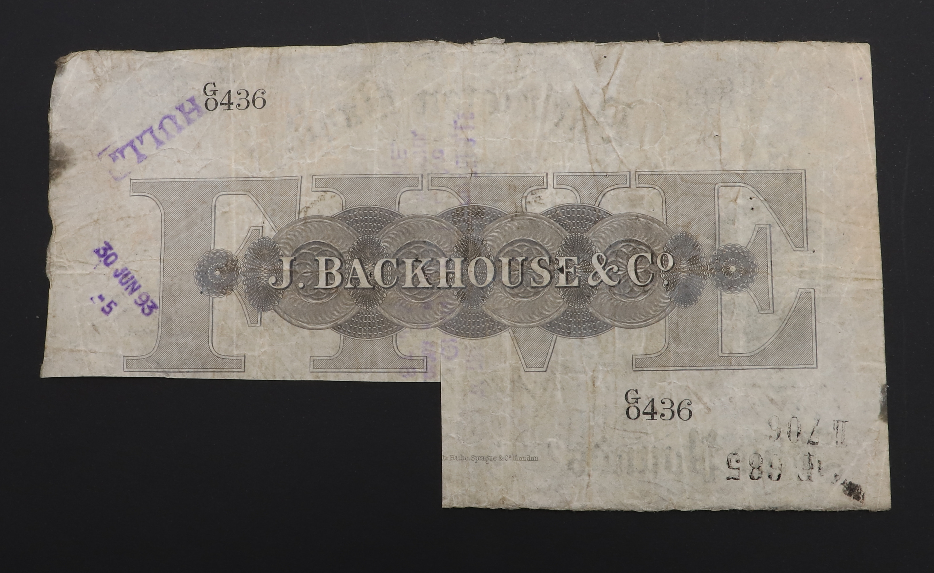 Bilder zu 2587828. EINE STOCKTON TEES BANK FIVE POUND NOTE, 1895, EINE ...