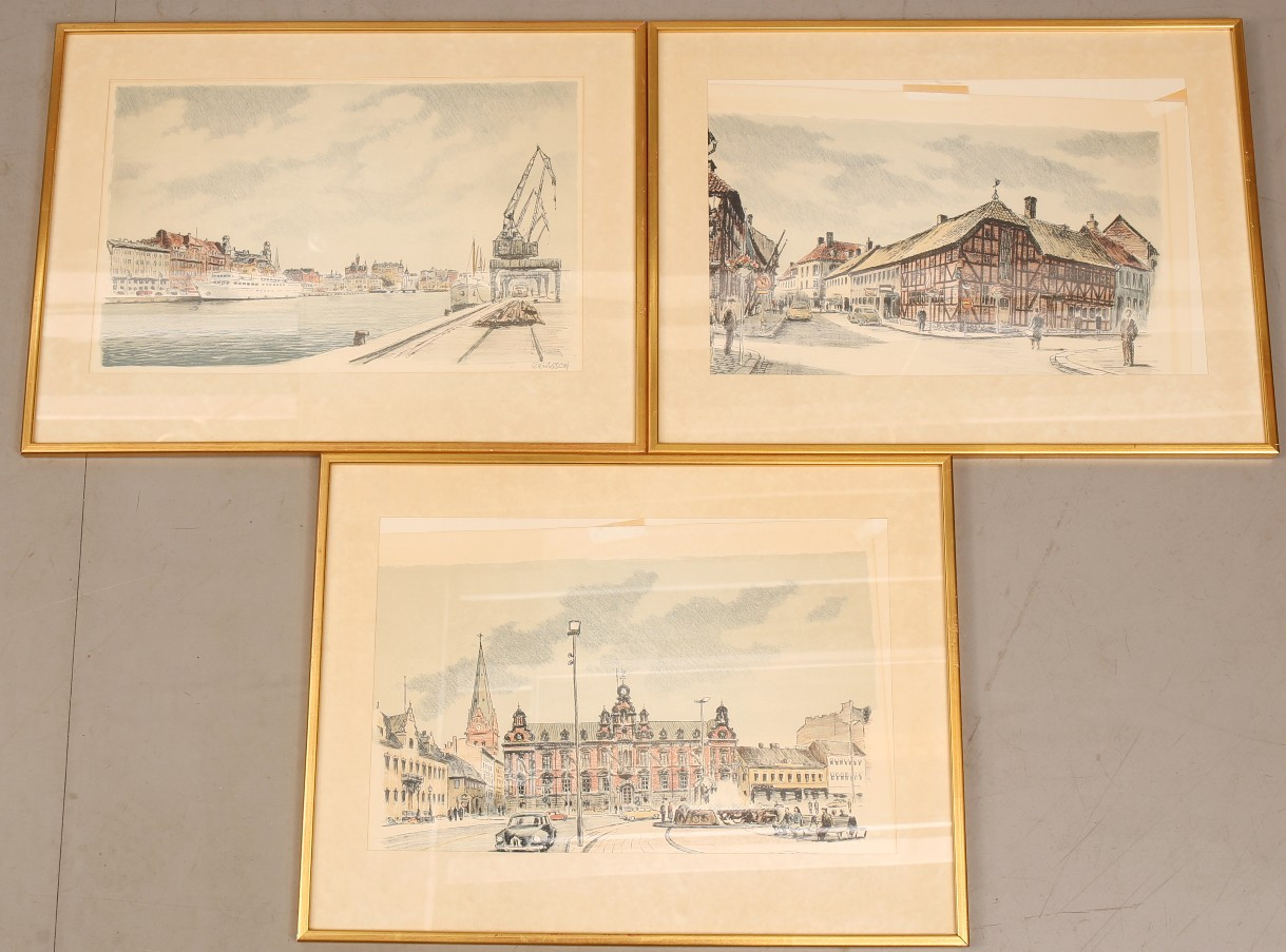 Images for 2612548. Color lithographs, Malmö motif, signed R Eriksson ...