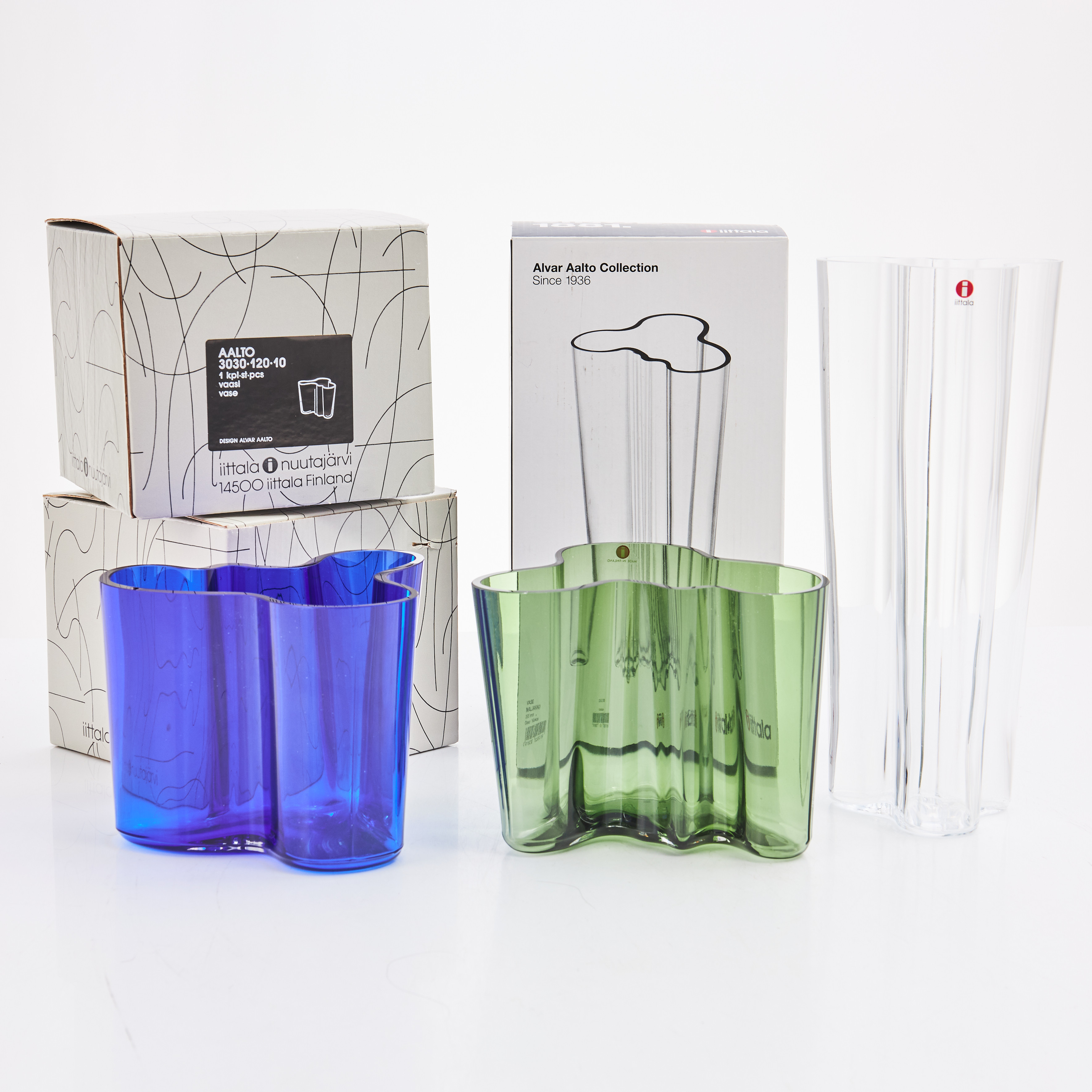 Images for 2647553. ALVAR AALTO. Vases, 3 pcs., clear glass, stamped ...
