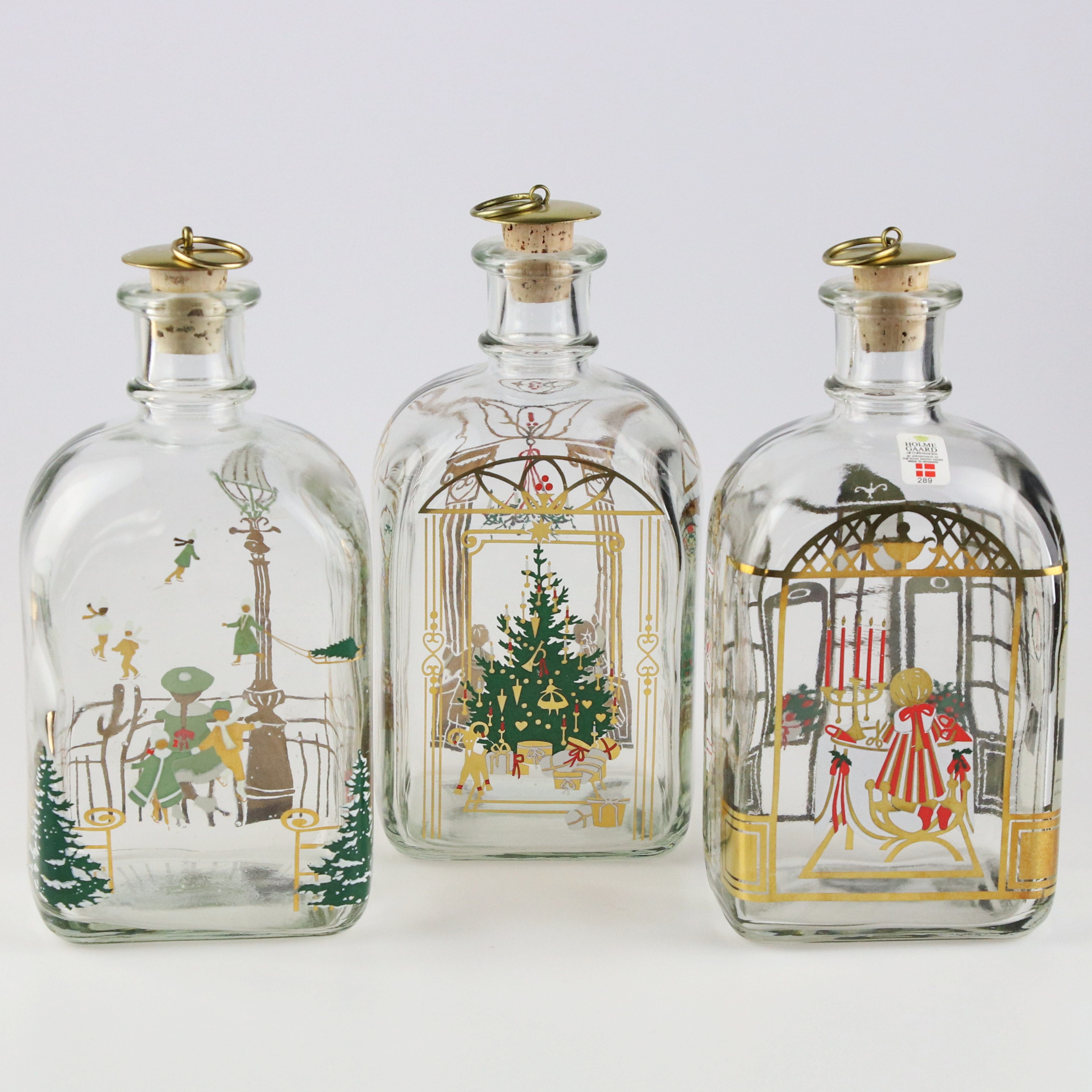 Images for 2649980. SNAP BOTTLES, 3 pcs. hand painted "Christmas Bottle ...
