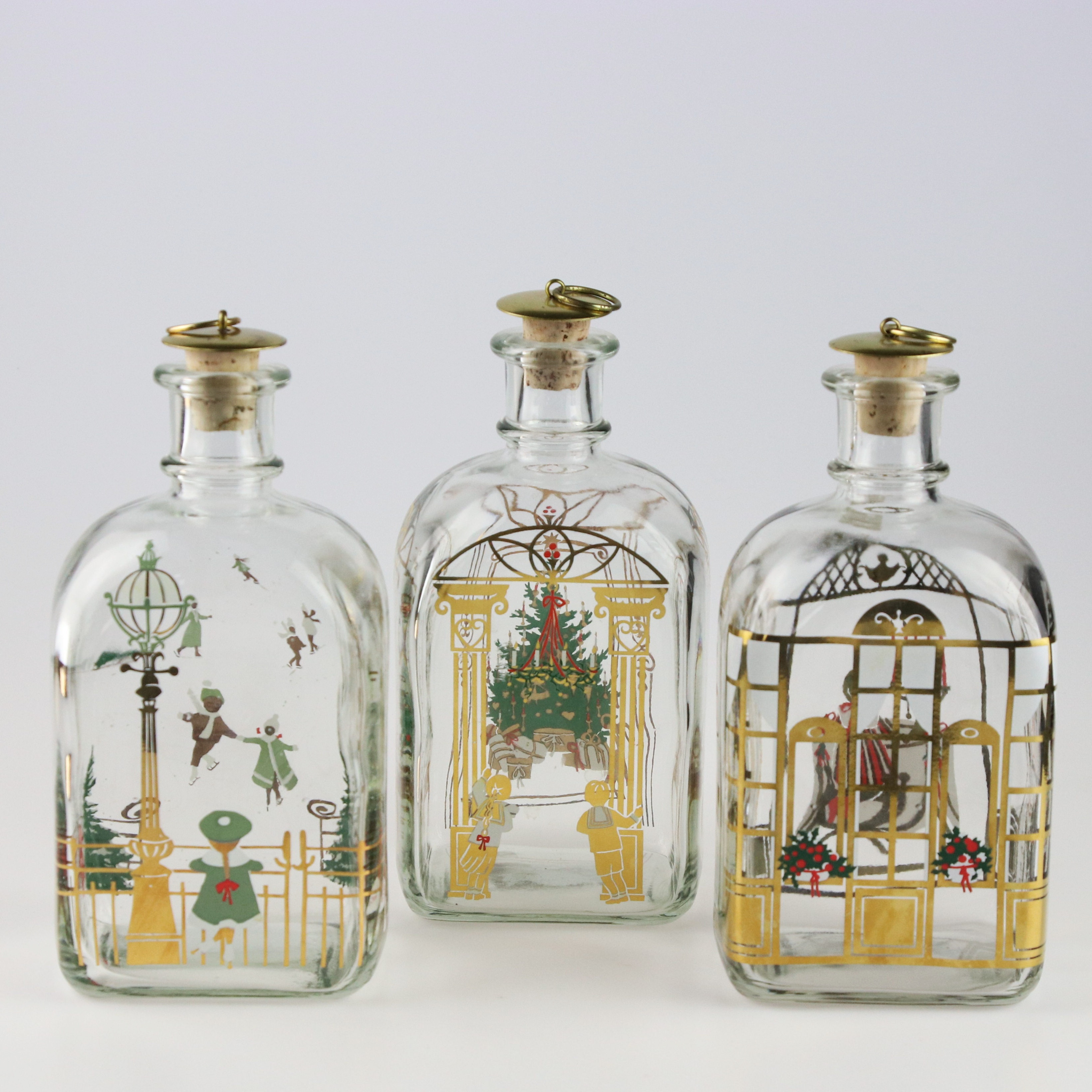 Images for 2649980. SNAP BOTTLES, 3 pcs. hand painted "Christmas Bottle ...