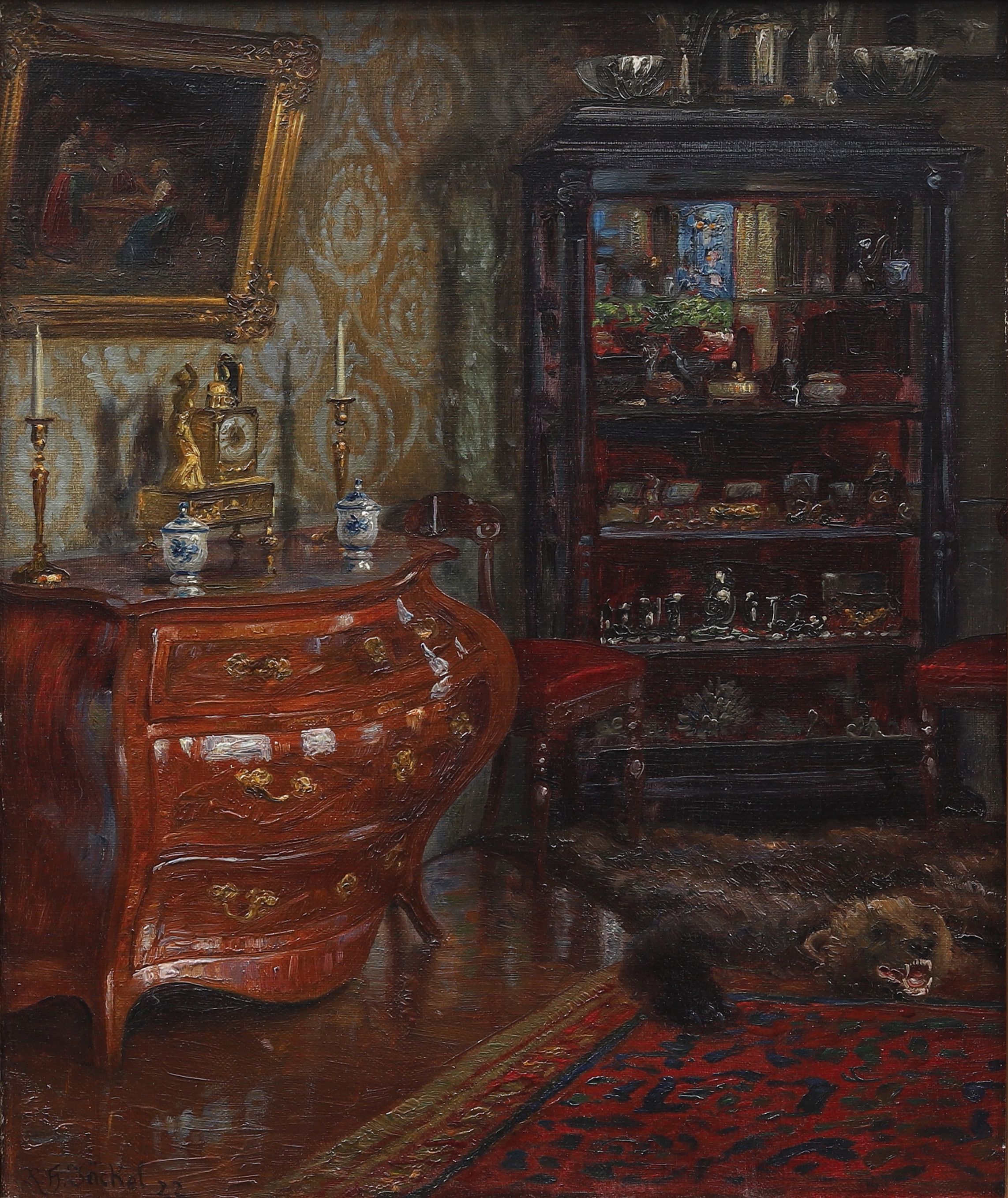 Bilder zu 2663317. ROBERT HUGO JÄCKEL. Zimmerinterieur, Öl auf Leinwand ...