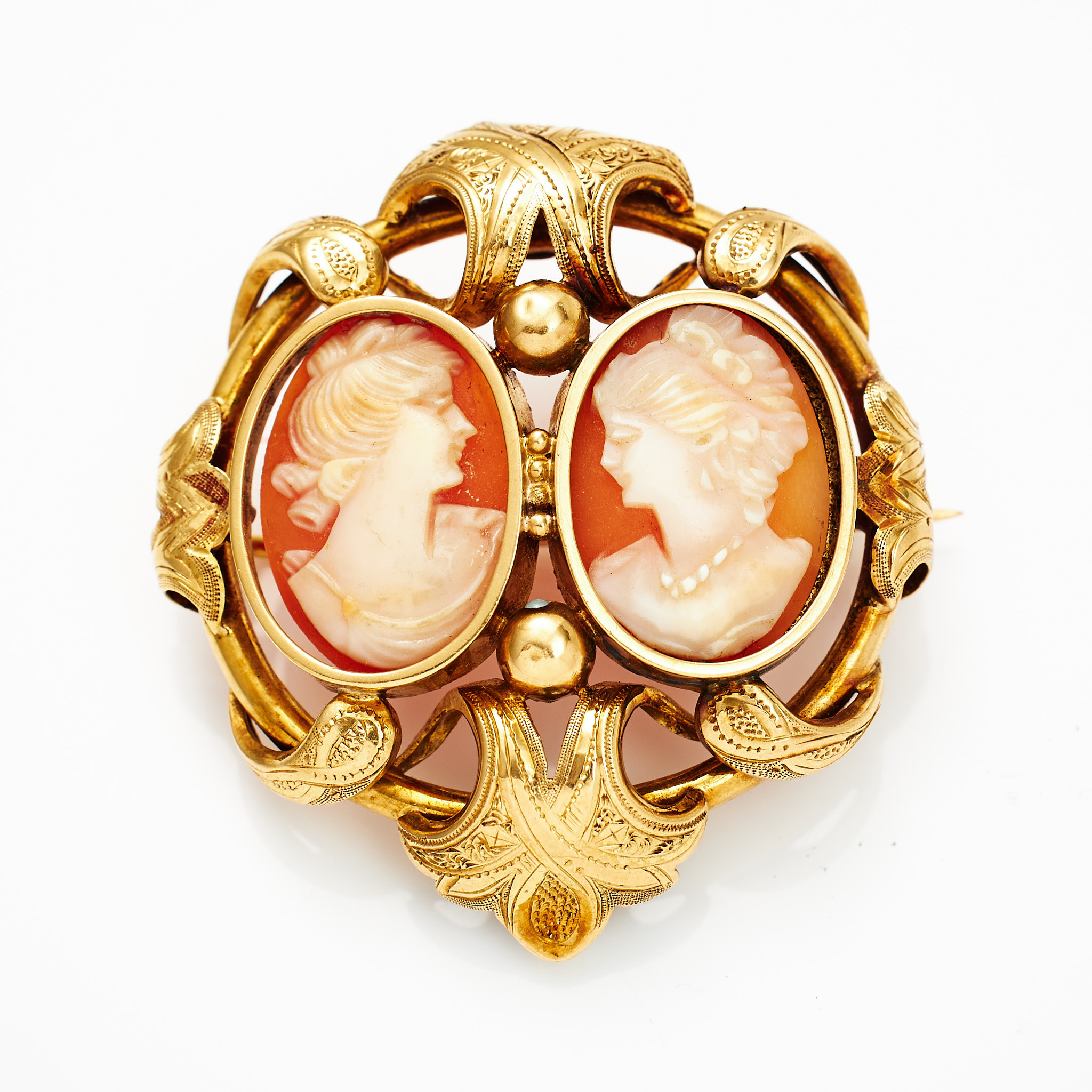 Images for 2670153. BROOCH, partial 18k gold, double cameo, cut ...