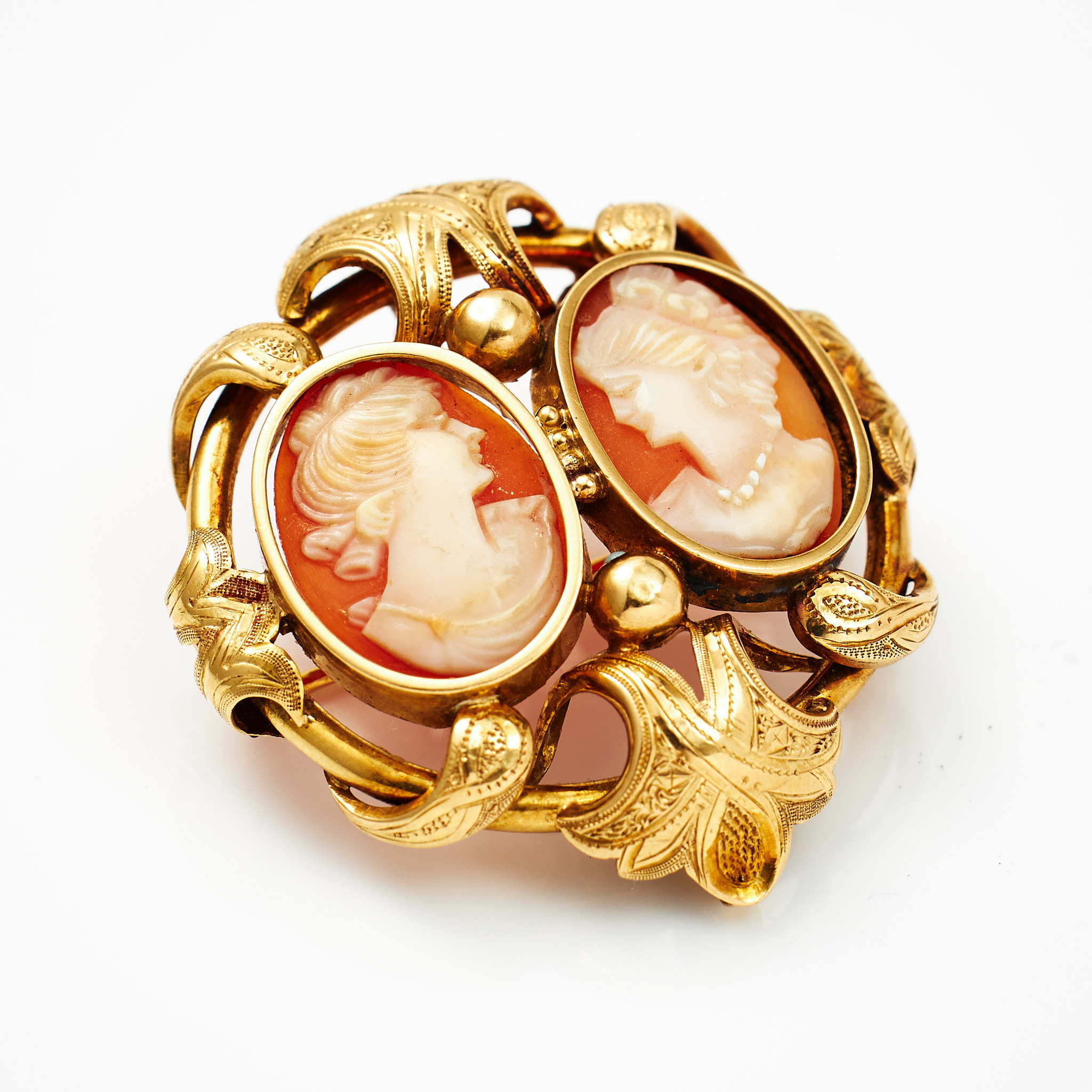 Images for 2670153. BROOCH, partial 18k gold, double cameo, cut ...