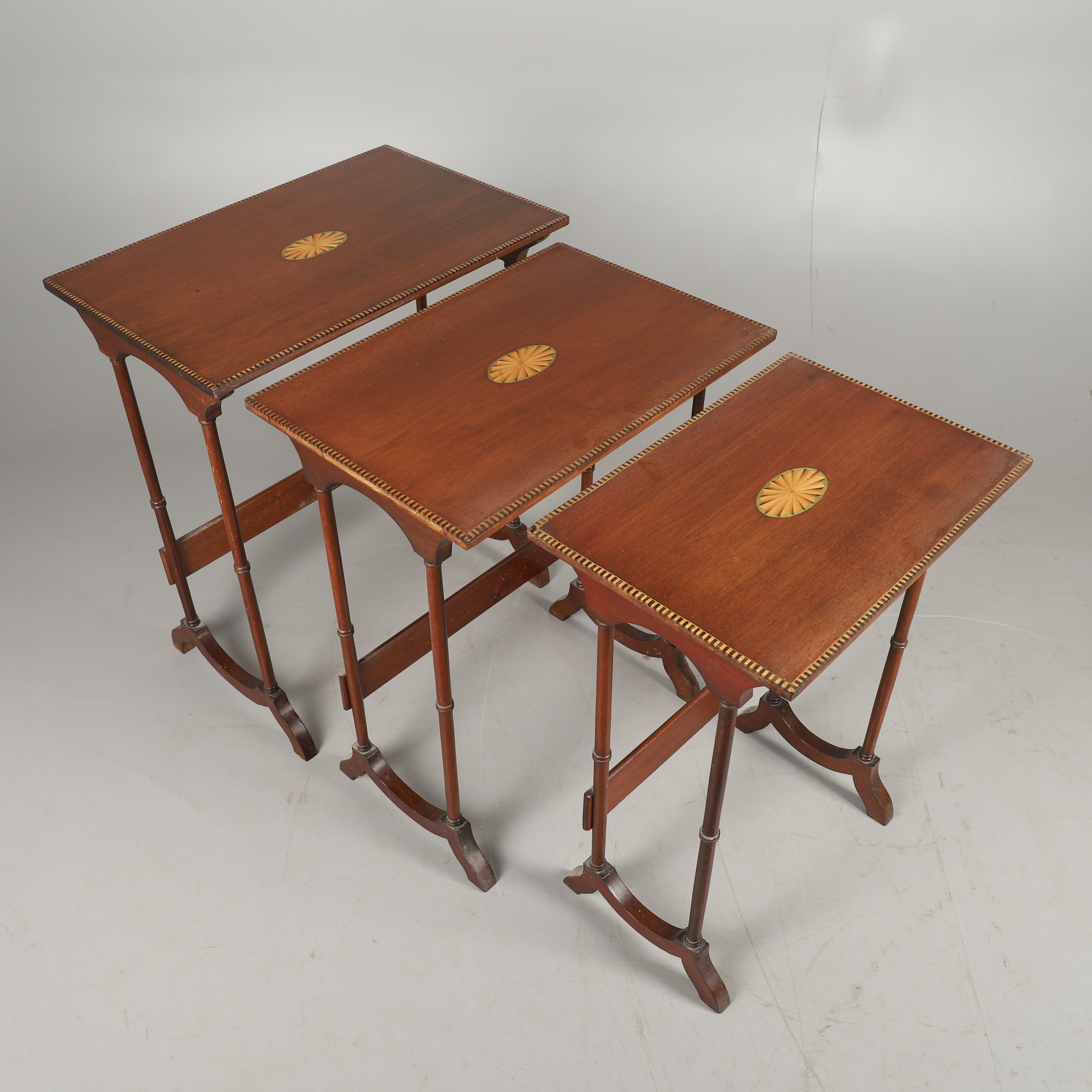 Images for 2678852. A NEST OF THREE EDWARDIAN CHEQUER BANDED AND INLAID ...