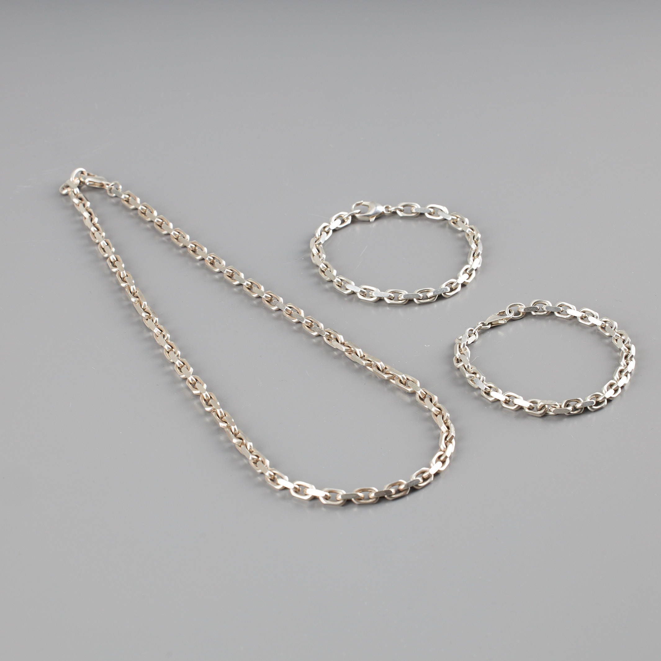 Images for 2683100. SILVER CHAINS, 1+2 pcs, necklace and arm chains ...