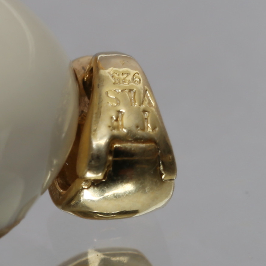 Images for 2688457. PENDANT, egg, gilded silver, white/brown enamel, cz ...