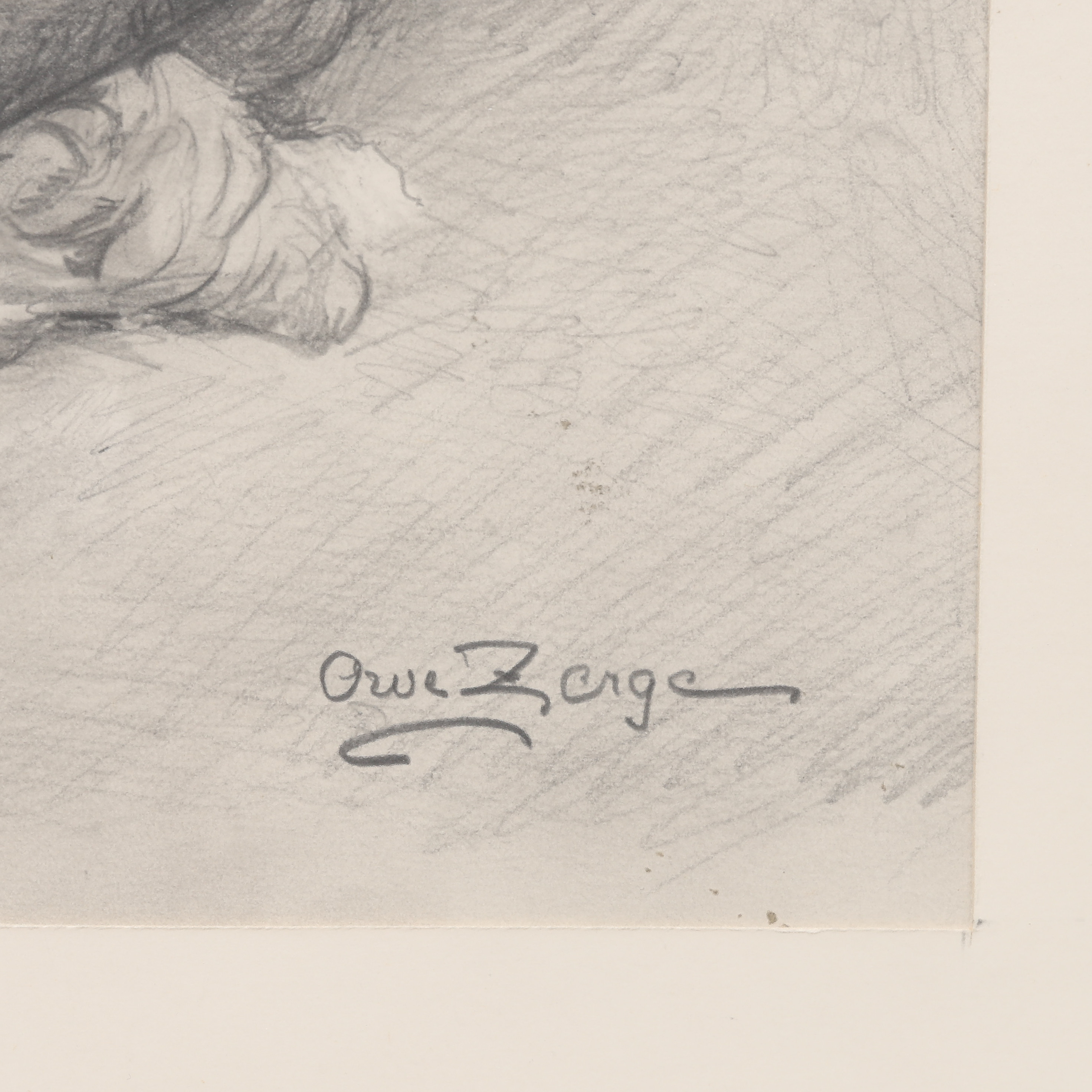 OWE ZERGE. Teckning, signerad. Konst - Måleri - Auctionet