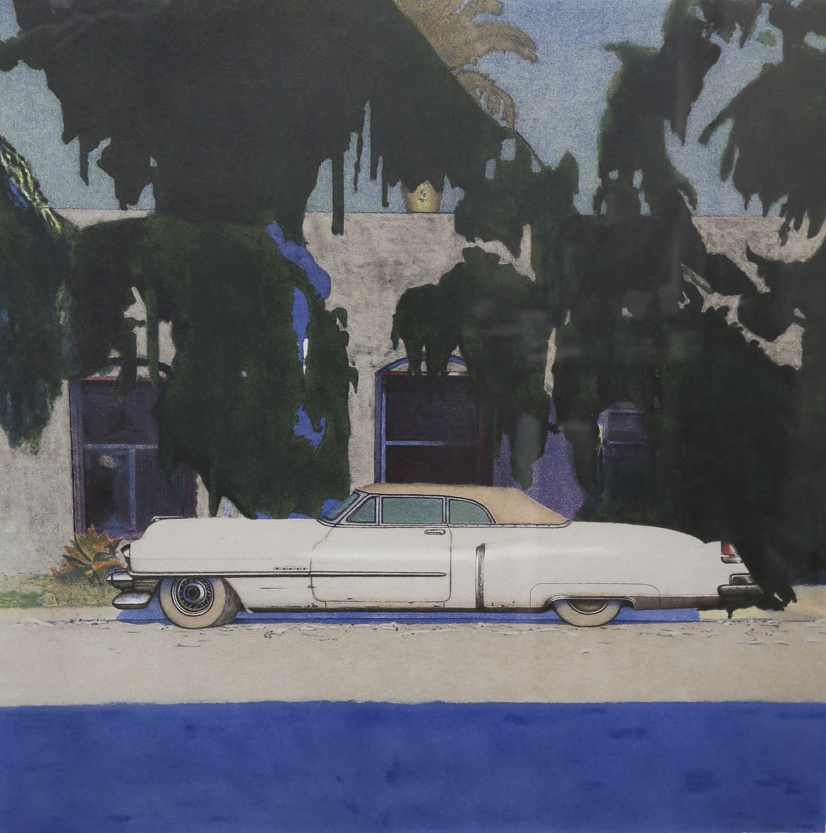 Images for 2706534. JOHN-E FRANZÉN. Car by house. Color lithograph ...