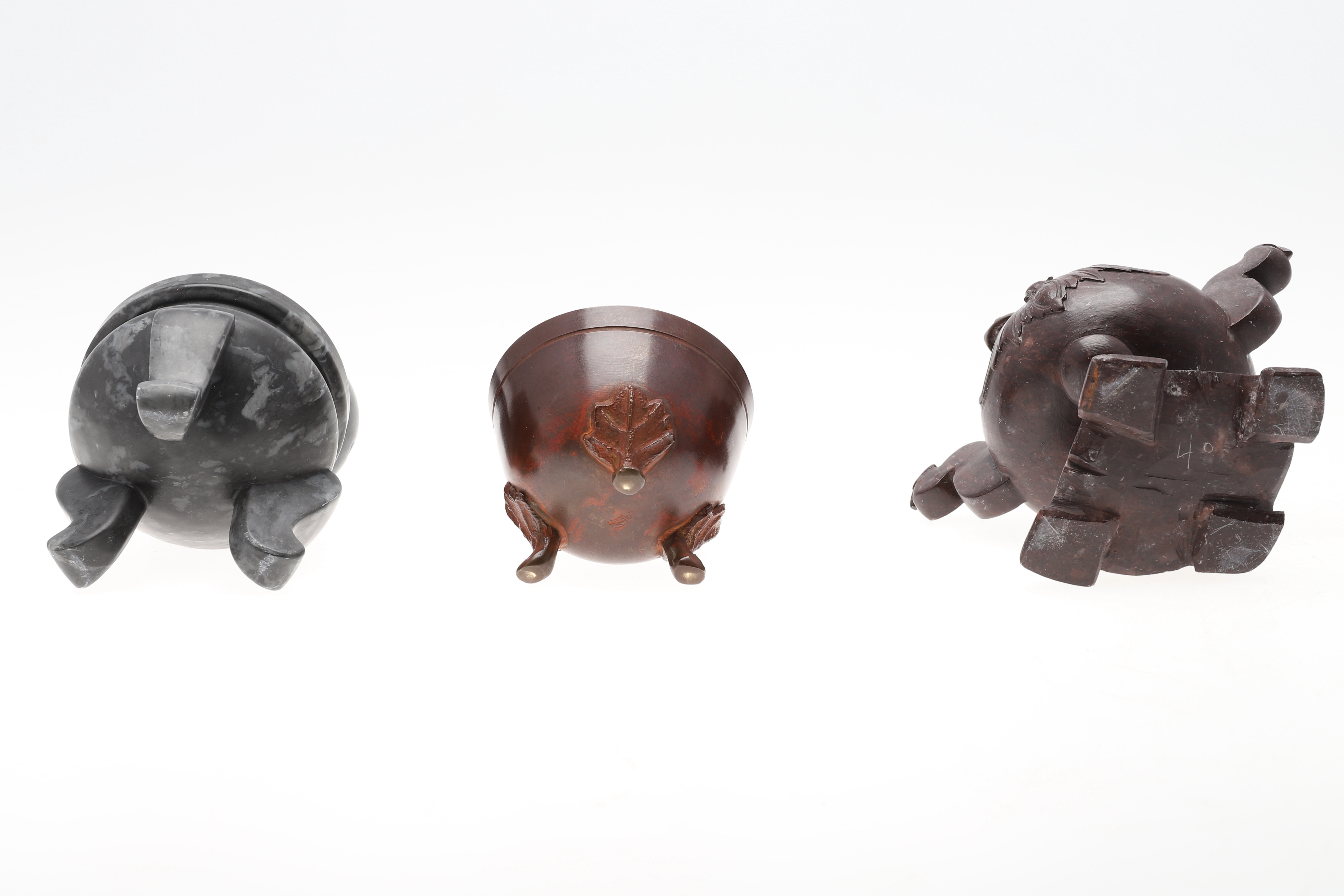 Images for 2707024. TWO JAPANESE HARD STONE KORO AND ANOTHER. - Auctionet