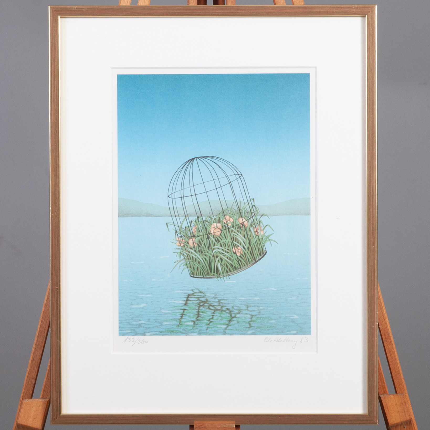 Images for 2714434. OLE AHLBERG (B. 1949). Birdcage with flowers ...
