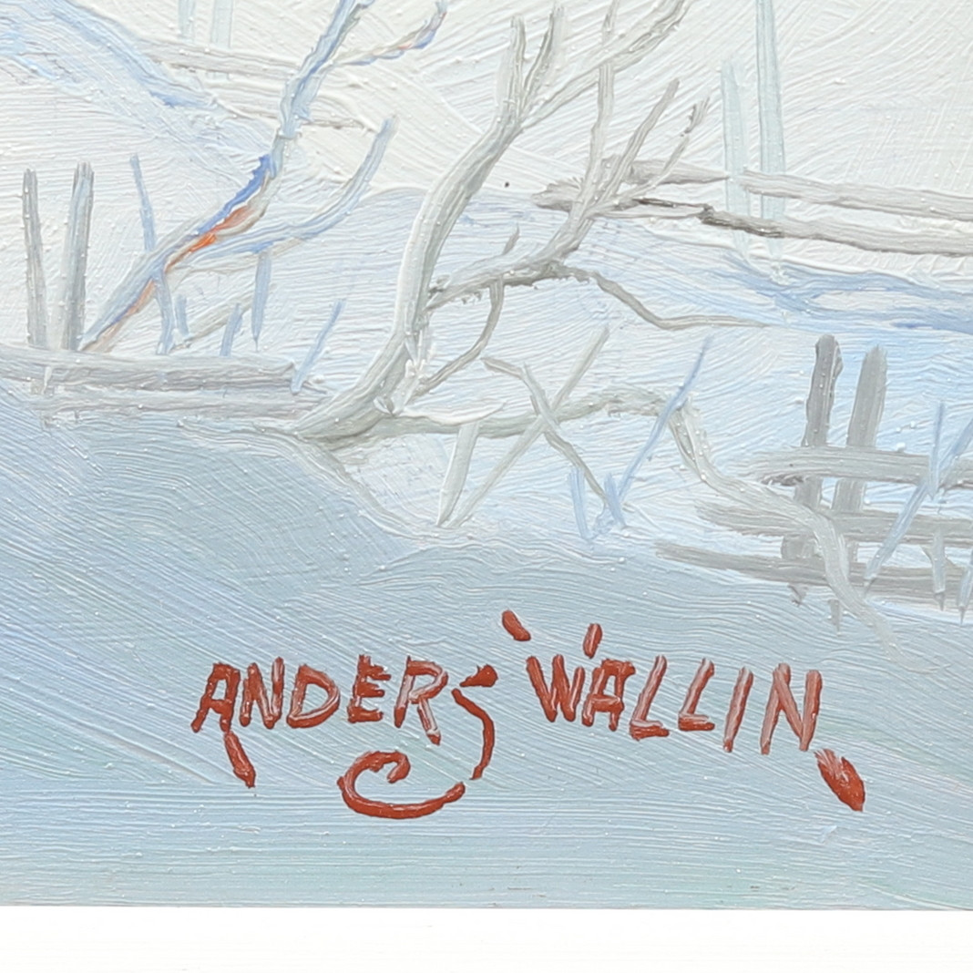 Images for 2720024. OIDENTIFIERAD KONSTNÄR. Winter landscape, oil on Board, signed Anders Wallin ...