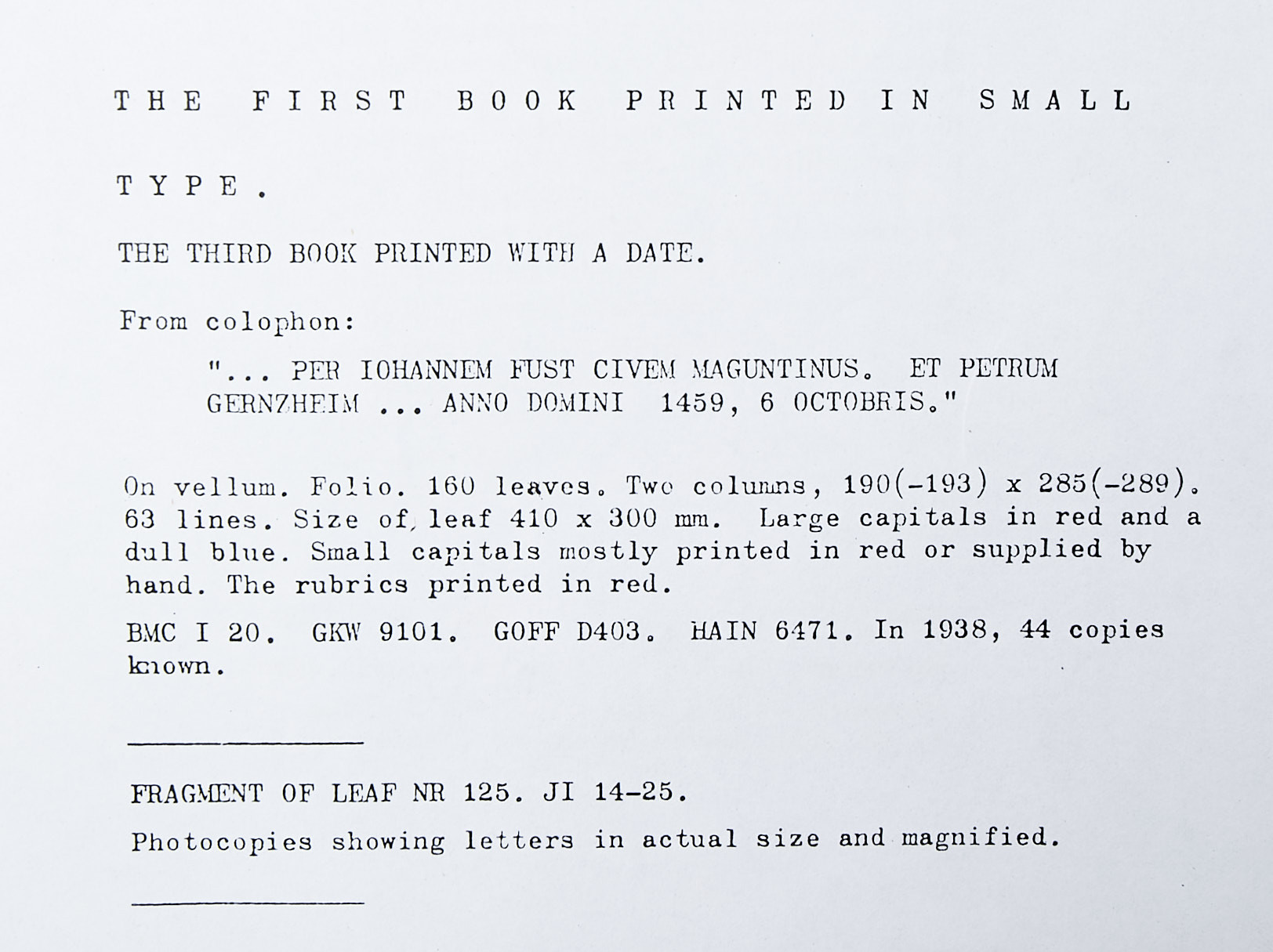 Bilder zu 2723824. INKUNABELBLATT, 1459, aus Gulielmus' „Rationale ...