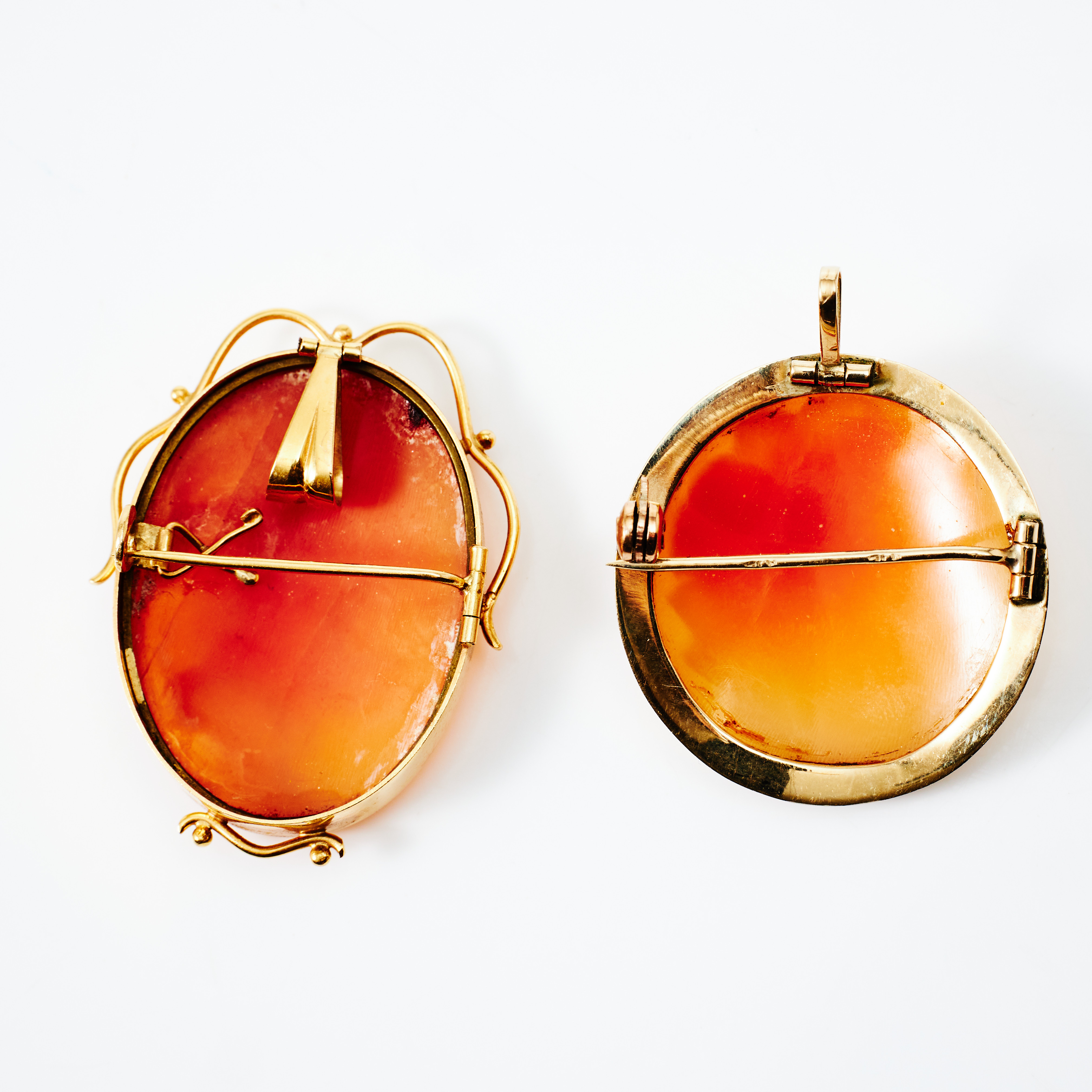 Images for 2733662. BROOCHES/PENDANTS, 2 pcs., 14 each 18k gold, cameos ...
