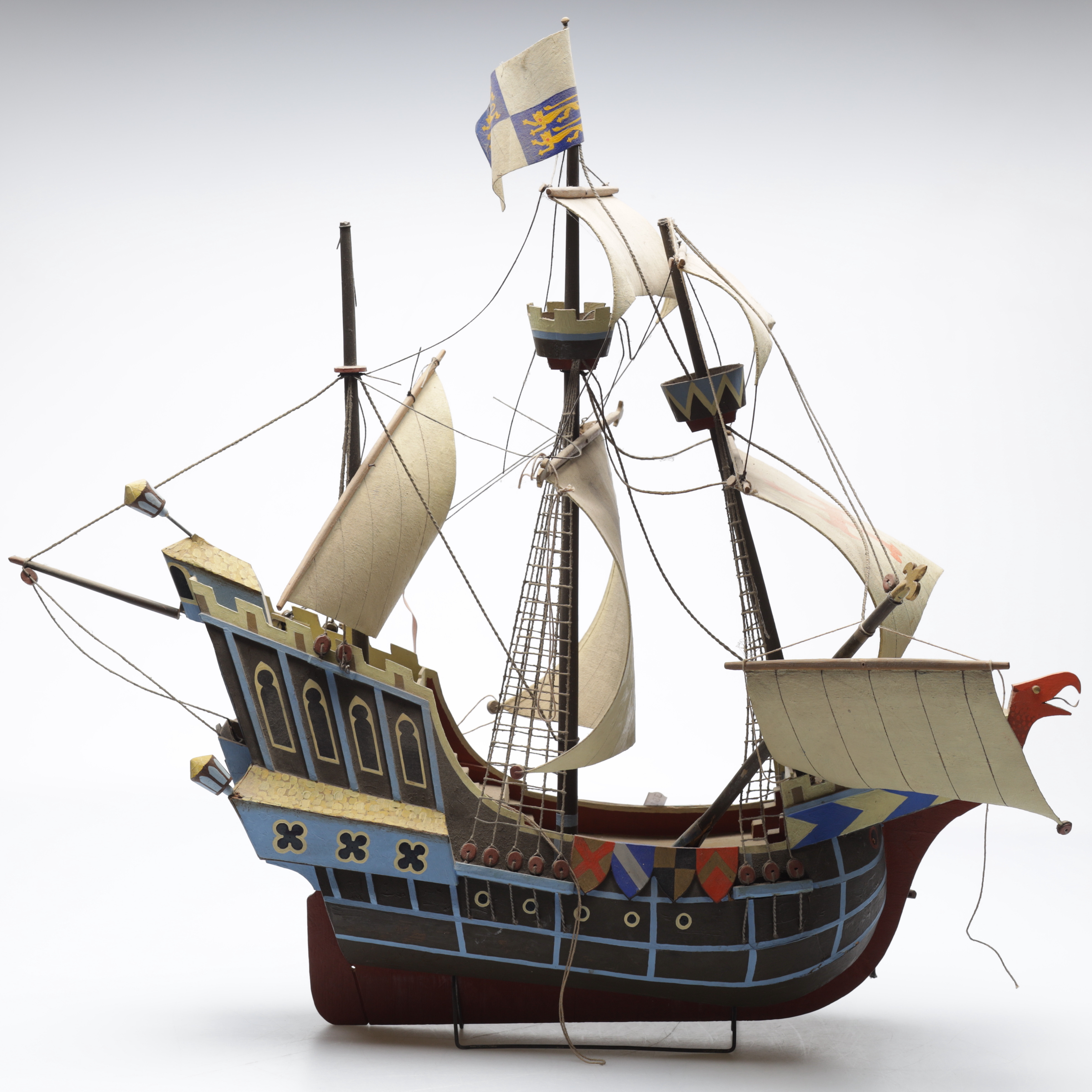 Images for 2755167. MODEL SHIP, Carack, painted, decoration of pennants ...