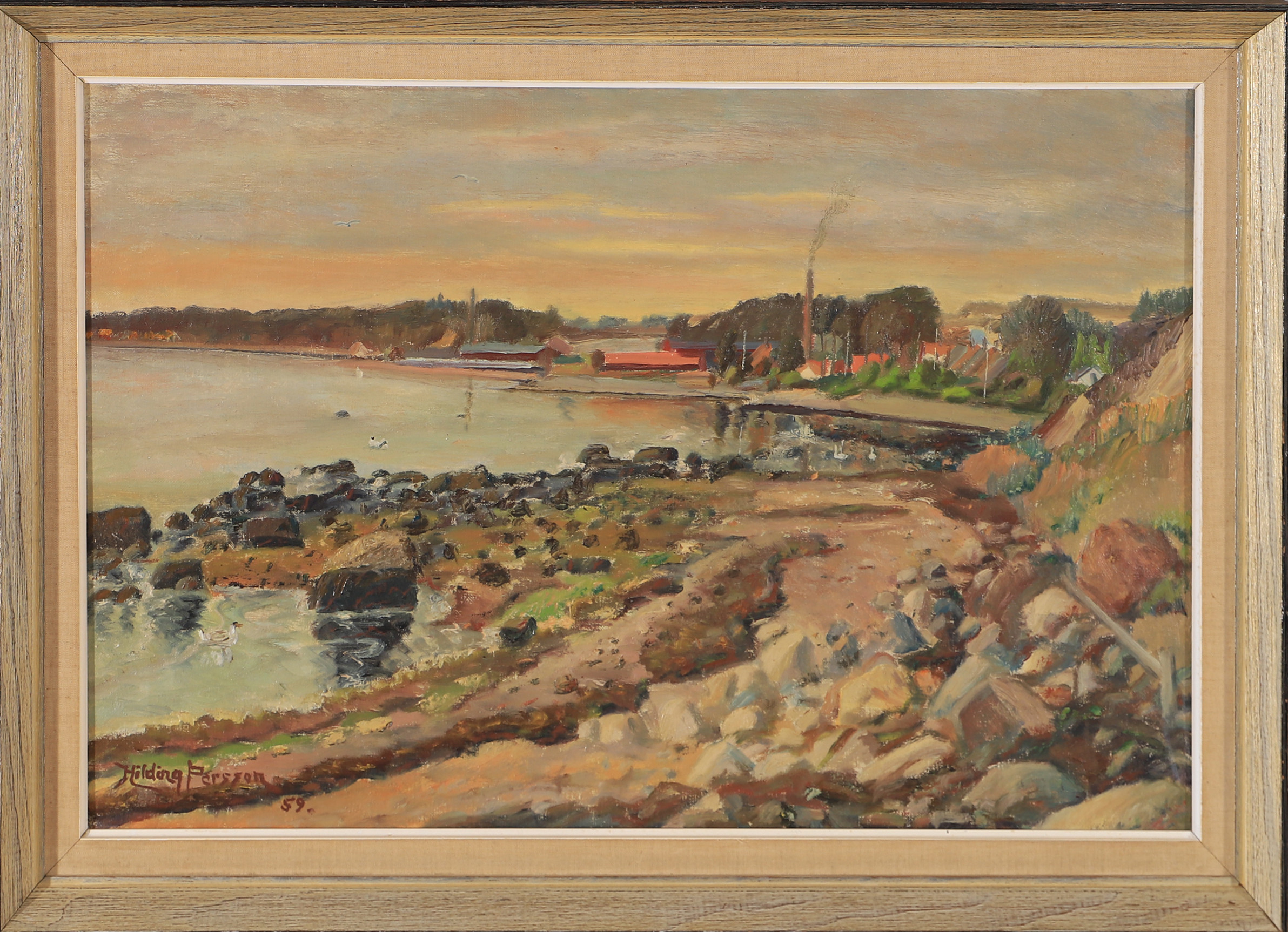 Images for 2755800. HILDING PERSSON. Coastal scene with factories, oil ...