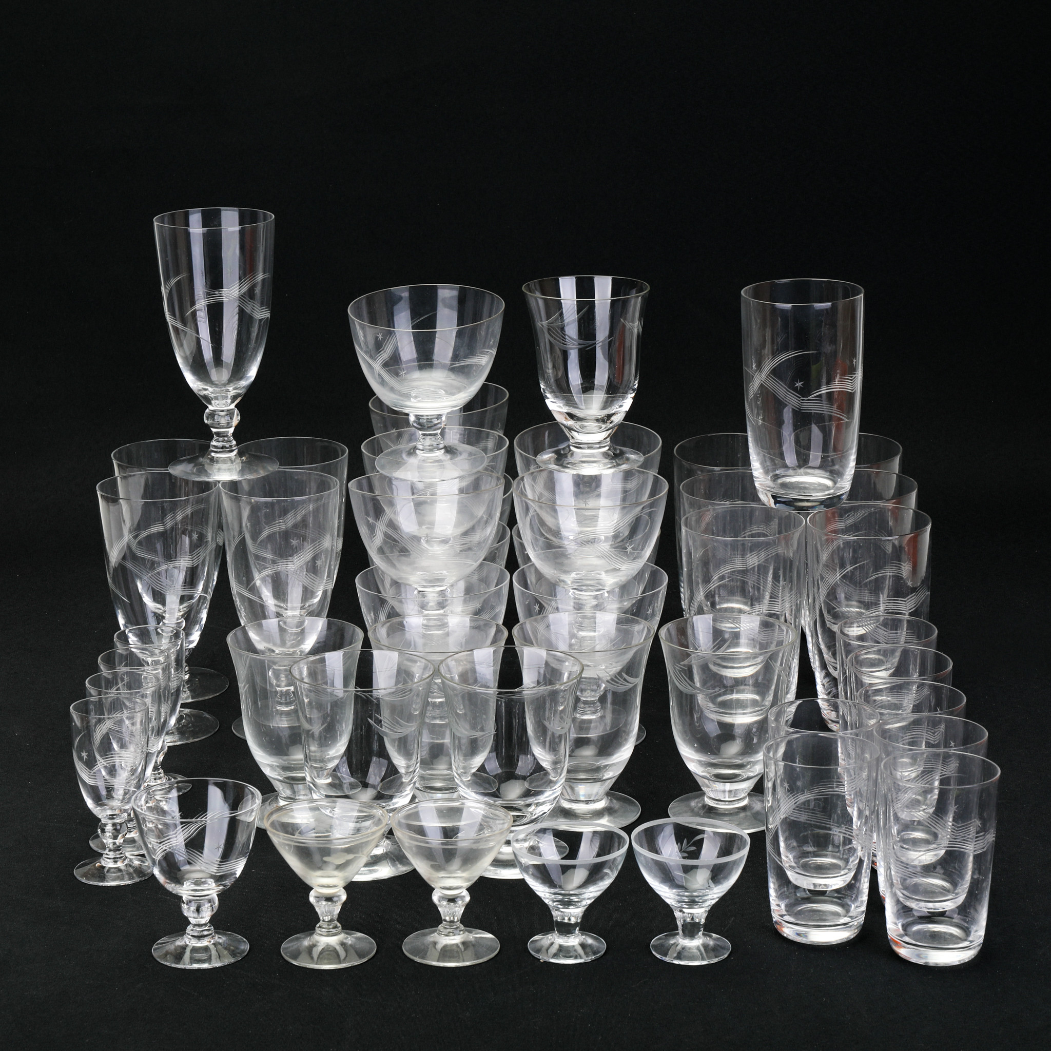 Images for 2766917. GLASSWARE, 47 pieces, polished decor. - Auctionet