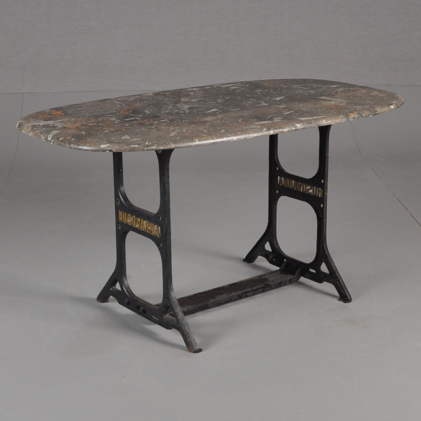 Images for 2769495. TABLE. Stone slab with fossils on cast iron base ...