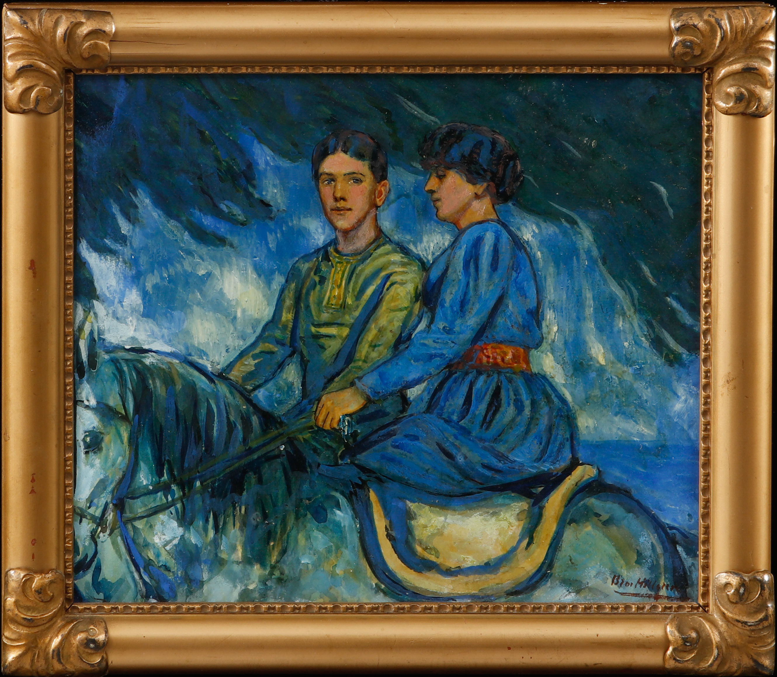 Images for 2773729. BROR HILLGREN. Figures and horse, oil on Board ...