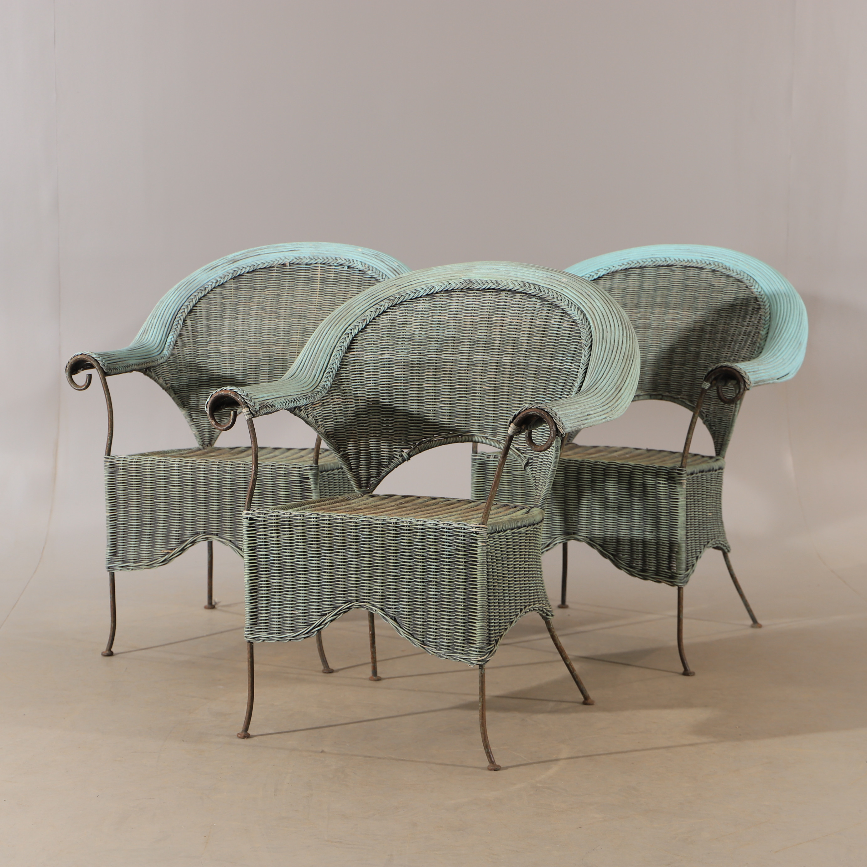 Images for 2806376. GARDEN CHAIRS, 3 pieces, painted rattan. - Auctionet