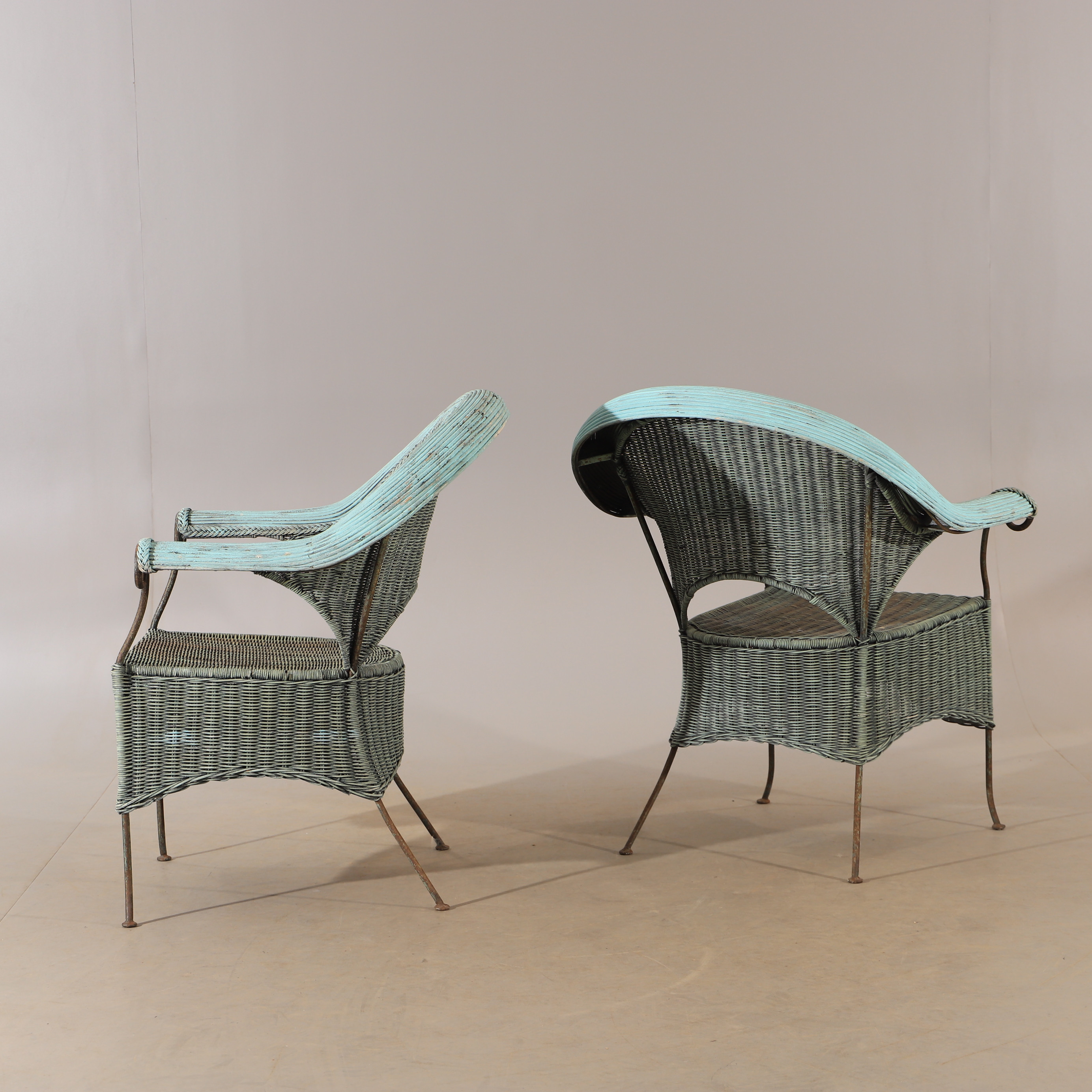 Images for 2806376. GARDEN CHAIRS, 3 pieces, painted rattan. - Auctionet