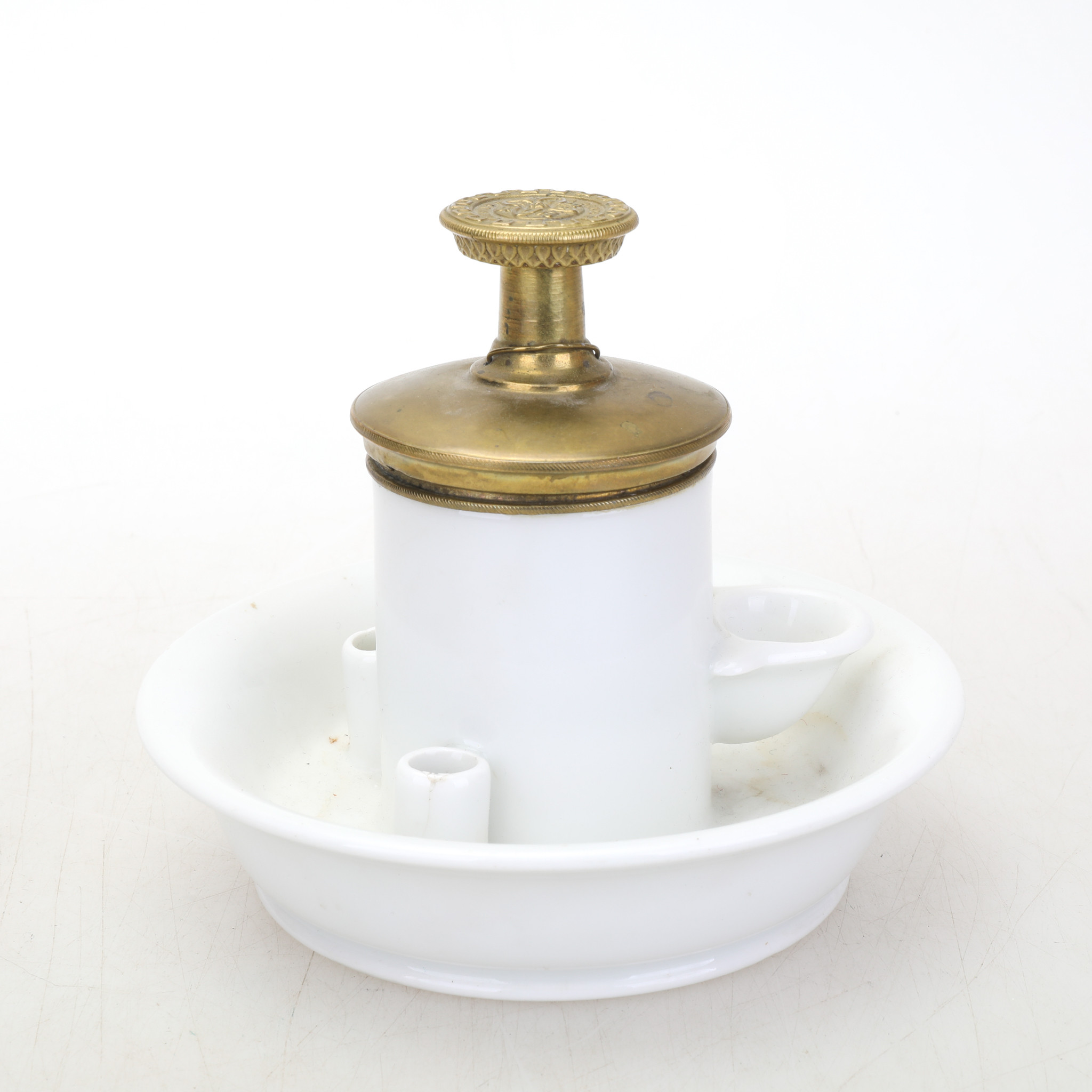 Images for 2807957. INKHORN, porcelain, brass, Petit encrier à pompe ...