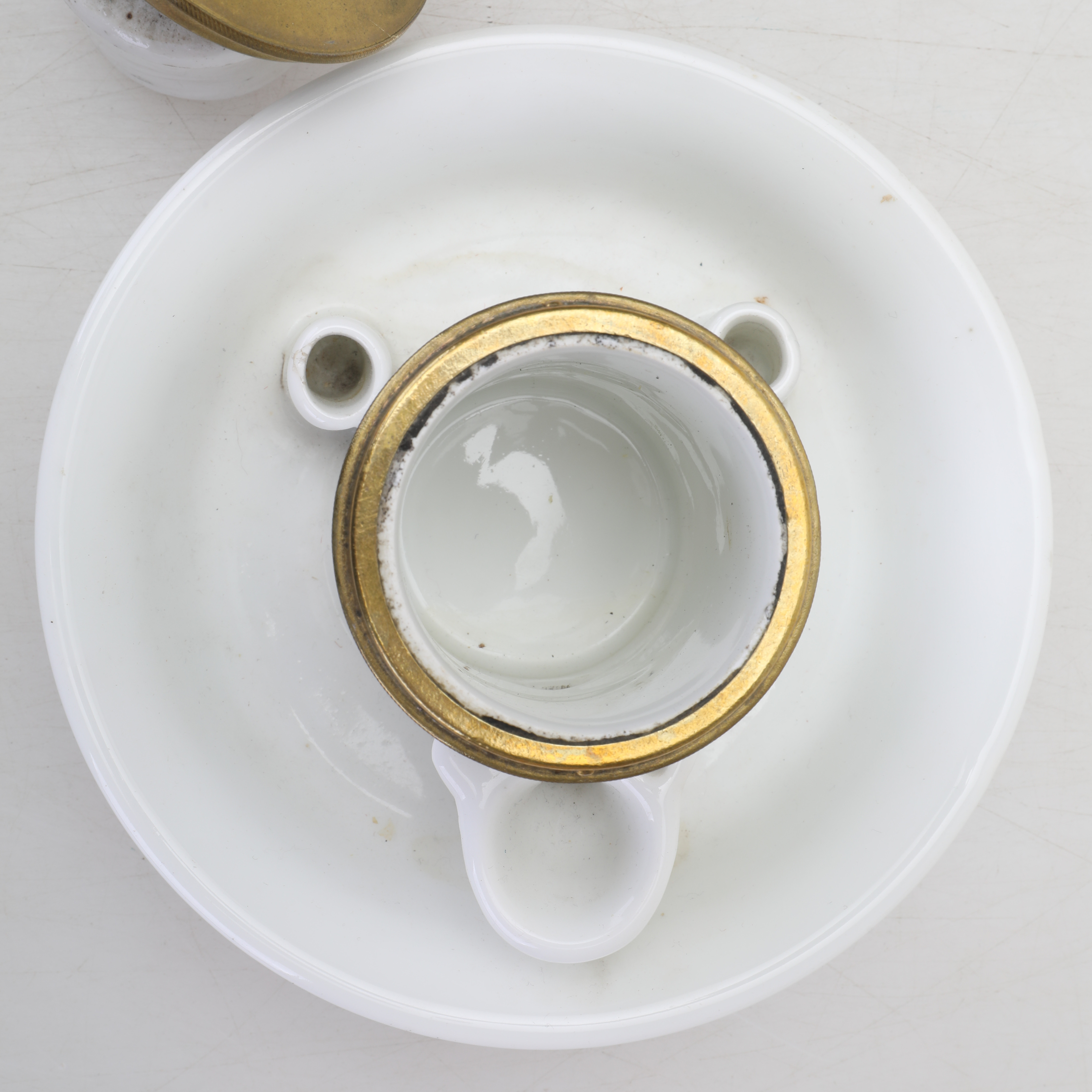 Images for 2807957. INKHORN, porcelain, brass, Petit encrier à pompe ...