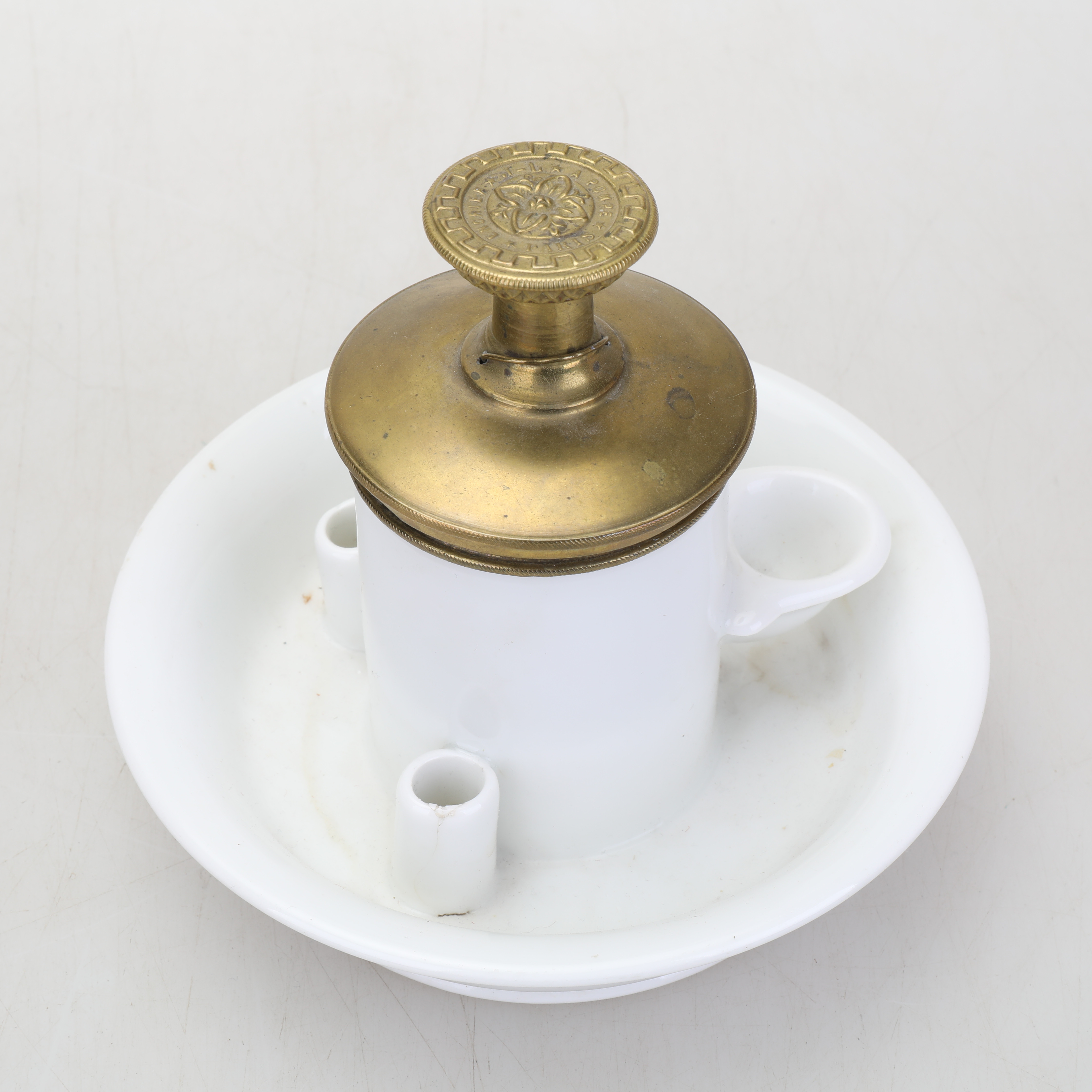 Images for 2807957. INKHORN, porcelain, brass, Petit encrier à pompe ...