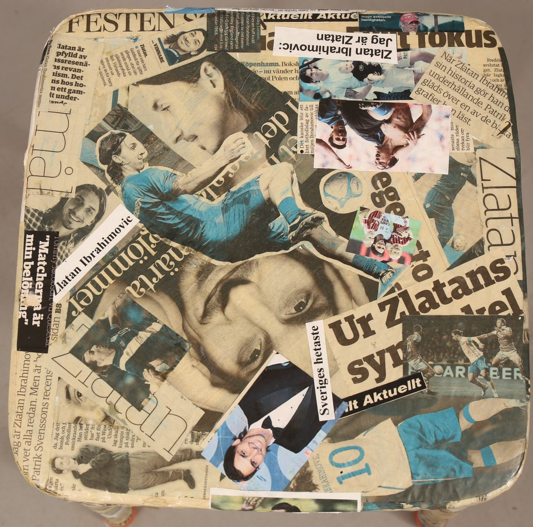 Images for 2826814. Stool, wood, covered with newspaper material about ...